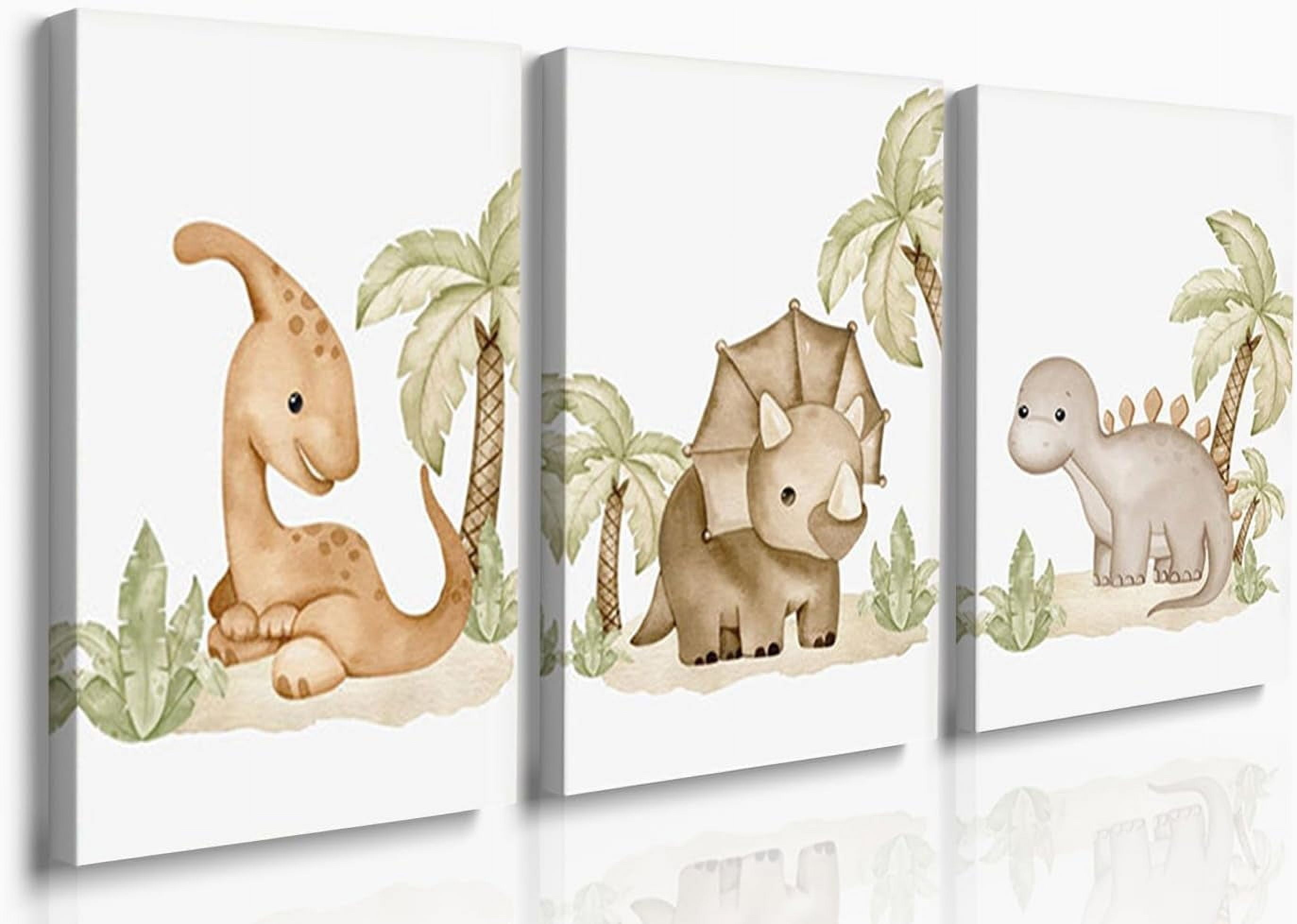 AABERIC Dinosaur Prints Wall Art Set of 3,Neutral Dino Wall Art ...