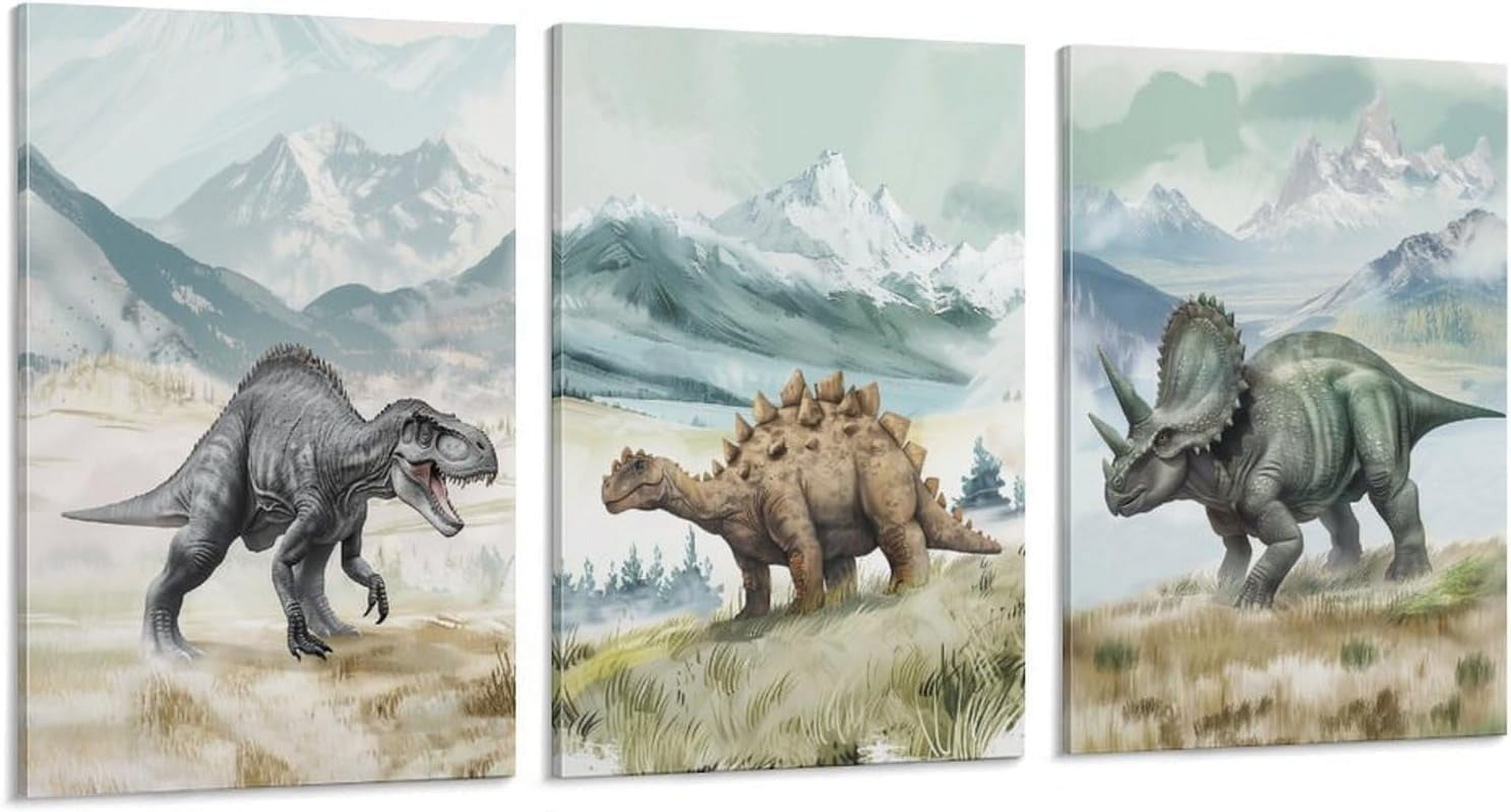 AABERIC Dinosaur Wall Art Watercolor Dinosaur Poster Boys Room Decor ...