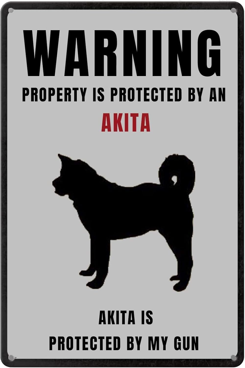 AABERIC Dog Tin Sign Warning Property Is Protected By An Akita Metal ...
