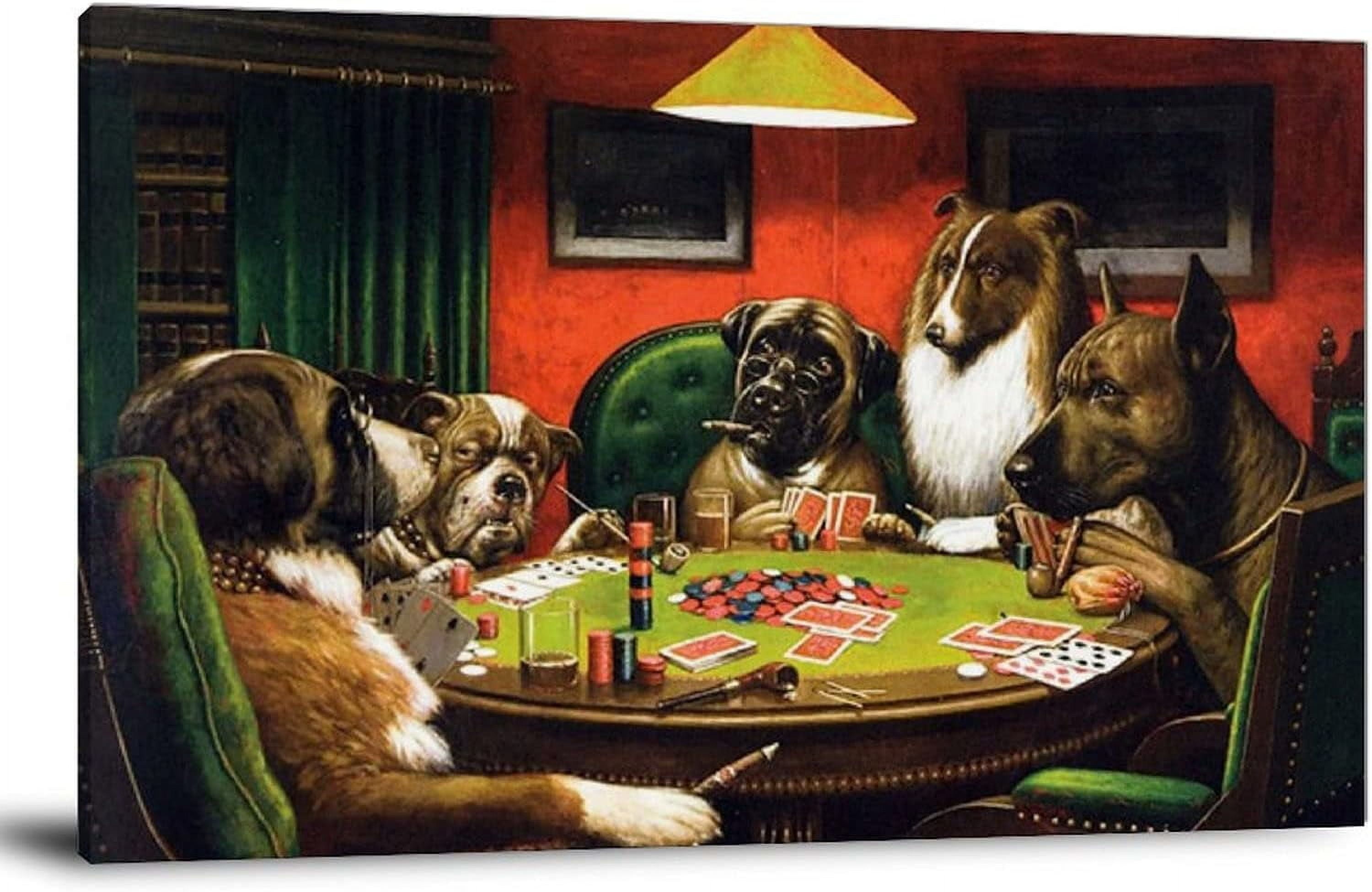 AABERIC Dogs Playing Poker Canvas Art Poster Animal Game Wall Art ...