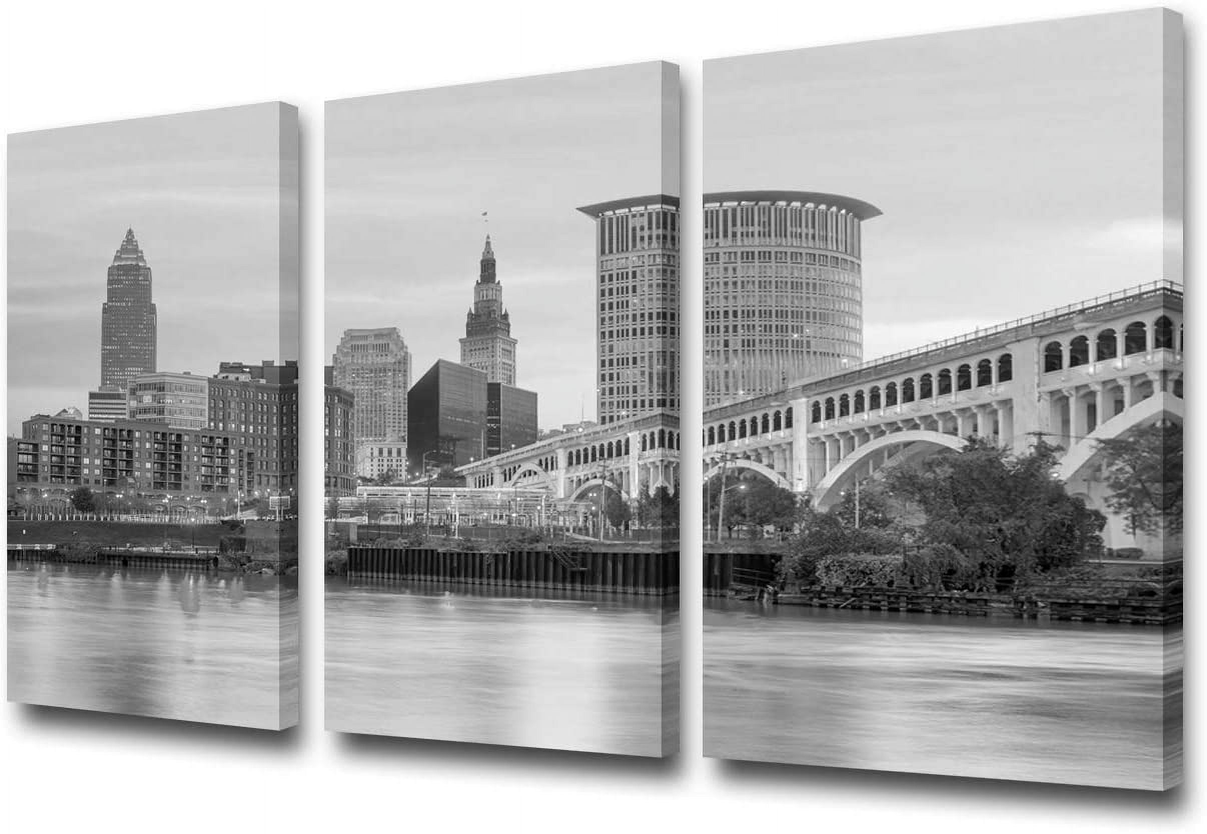 AABERIC Downtown Cleveland Skyline View in Black and White Giclee ...