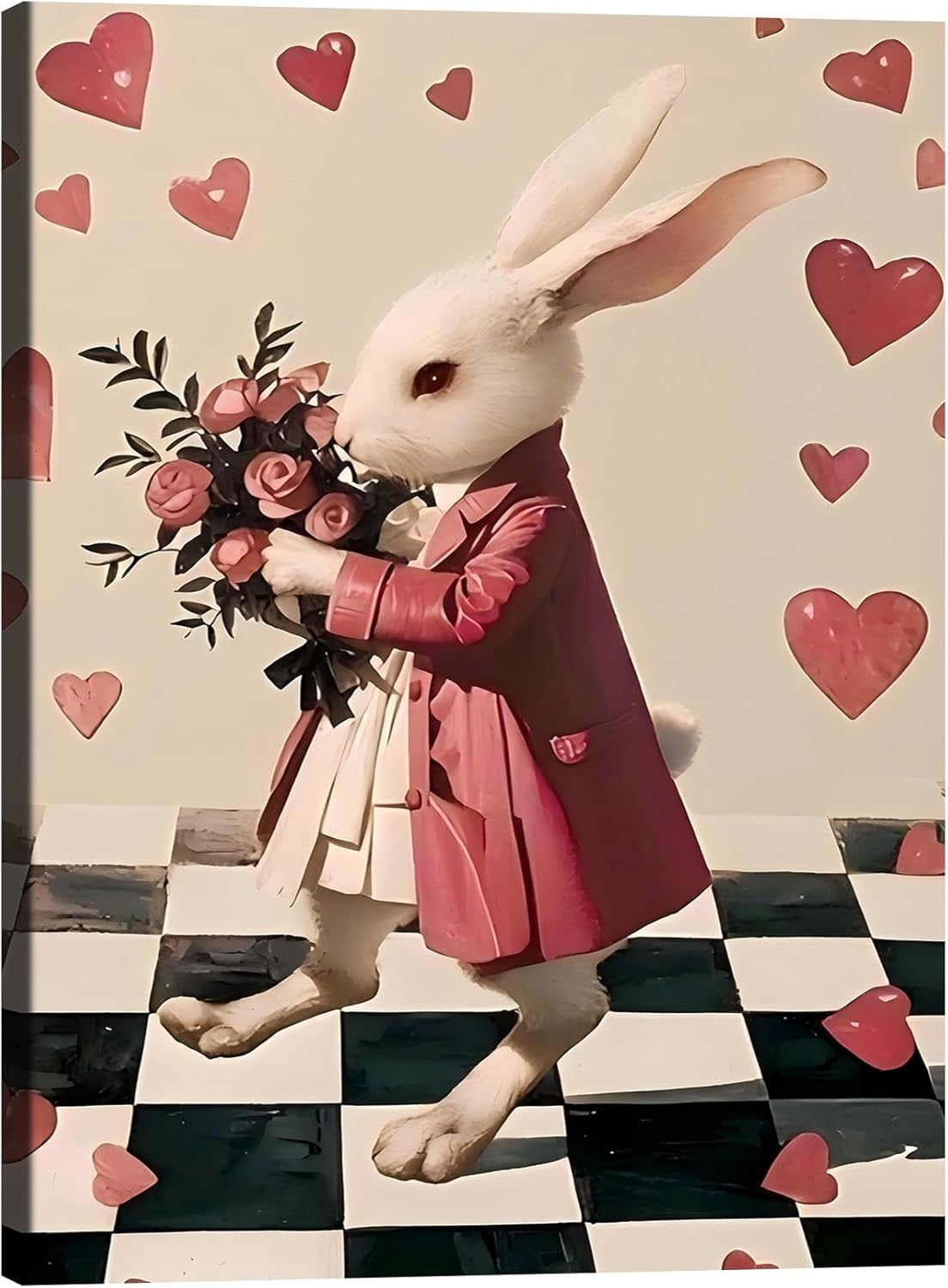 AABERIC Dressed Up Rabbit Print Wall Art, Lovely Bunny Picture Posters ...
