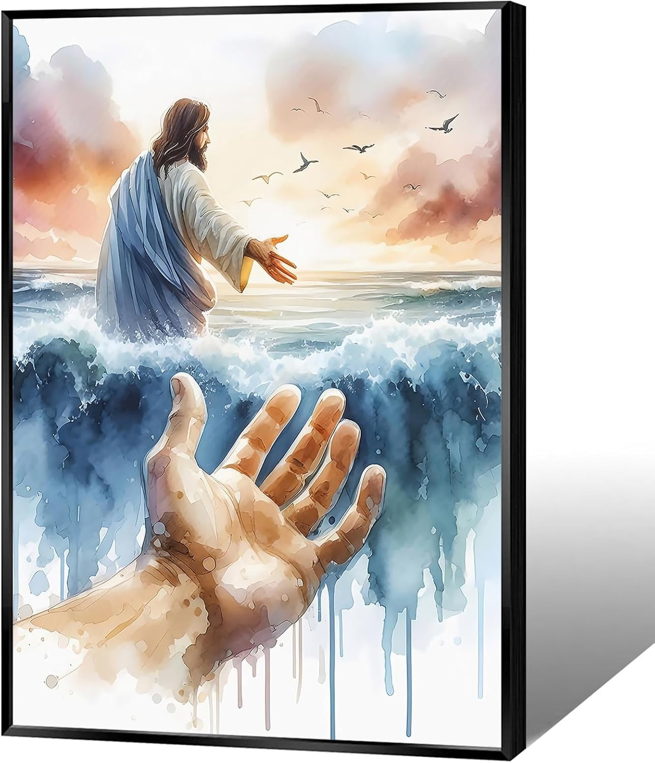 AABERIC Easter Canvas Wall Art Spring Bunny Rabbit in Wildflower Field ...