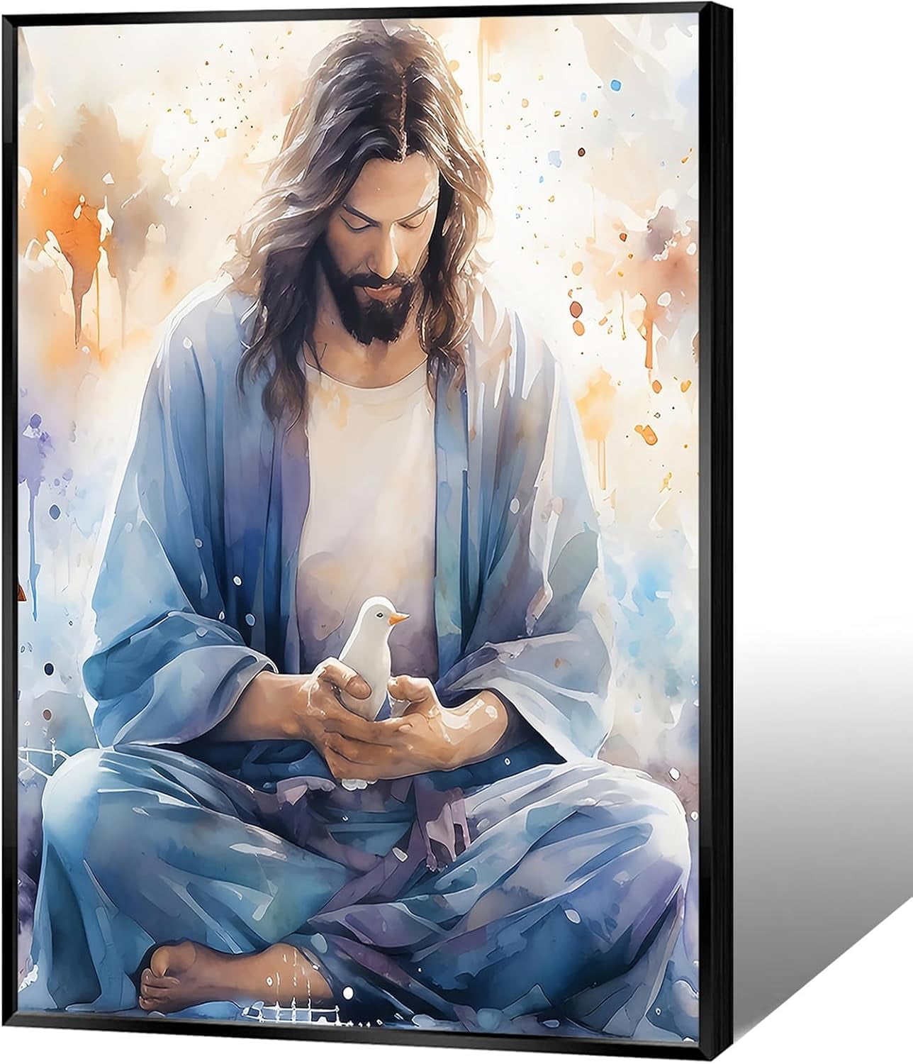 AABERIC Easter Canvas Wall Art Spring Bunny Rabbit in Wildflower Field ...