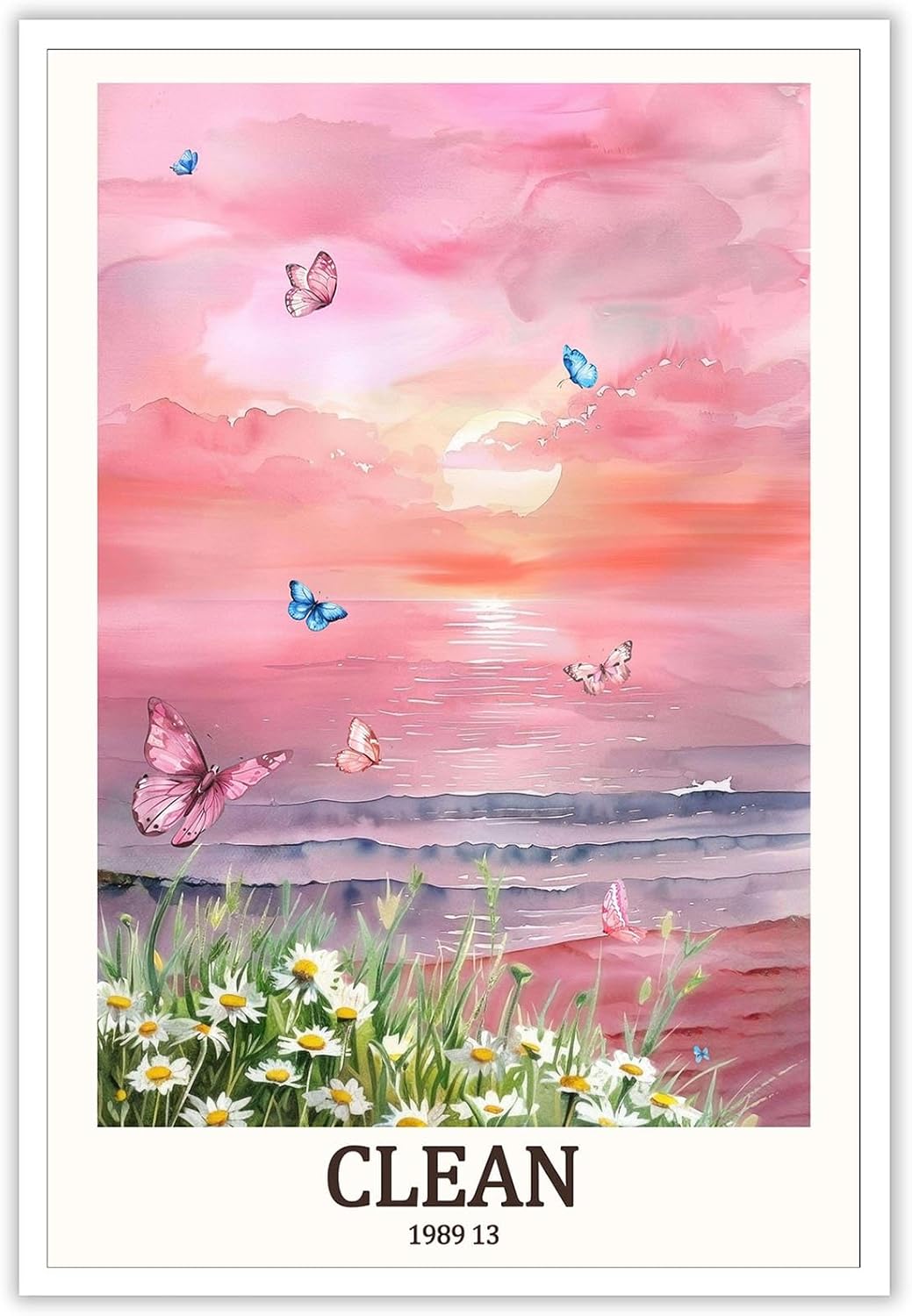 AABERIC Easter Canvas Wall Art Spring Bunny Rabbit in Wildflower Field ...