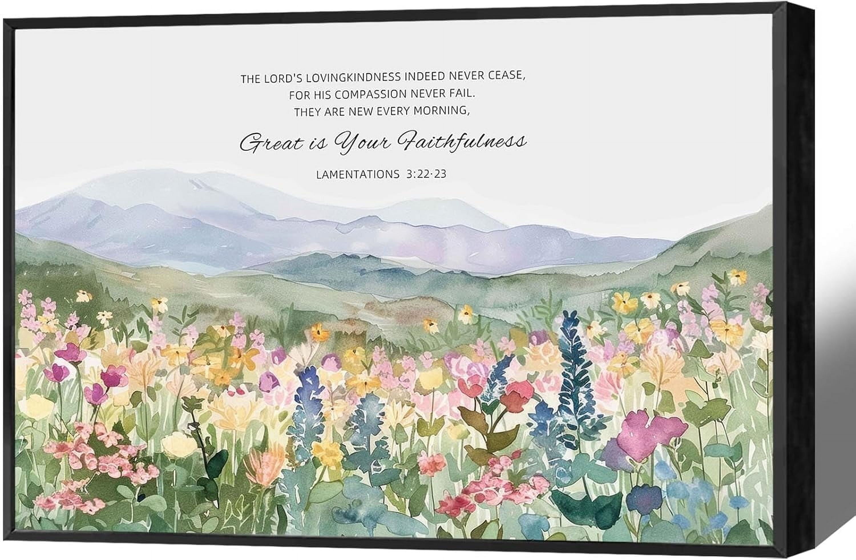 AABERIC Easter Canvas Wall Art Spring Bunny Rabbit in Wildflower Field ...