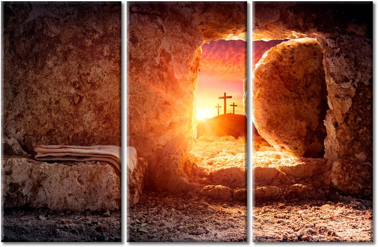 AABERIC Easter Home Decor Art Painting 3 Pieces Jesus Resurrection ...
