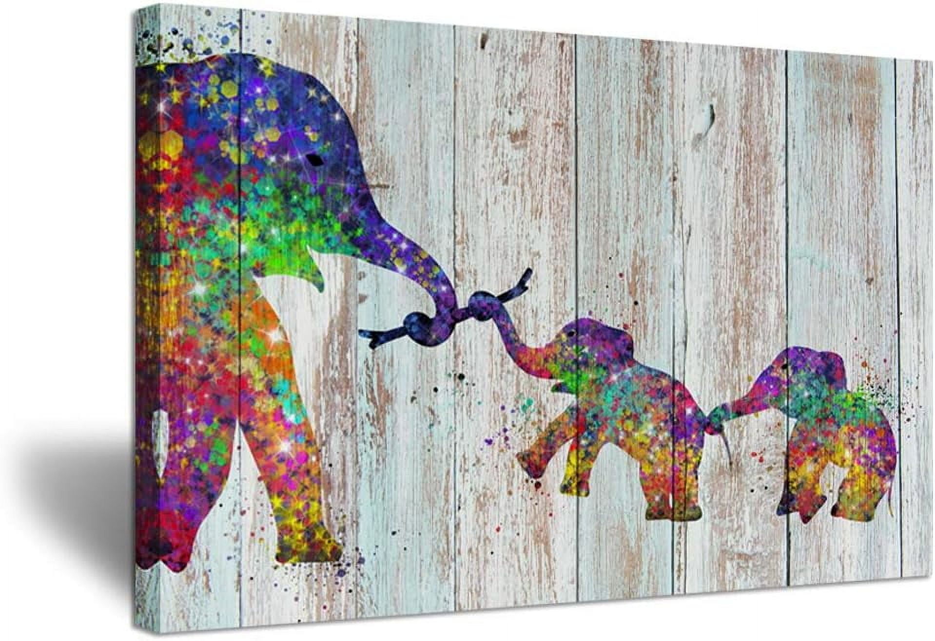 AABERIC Elephant Canvas Wall Art Colorful Elephant Painting Pictures ...