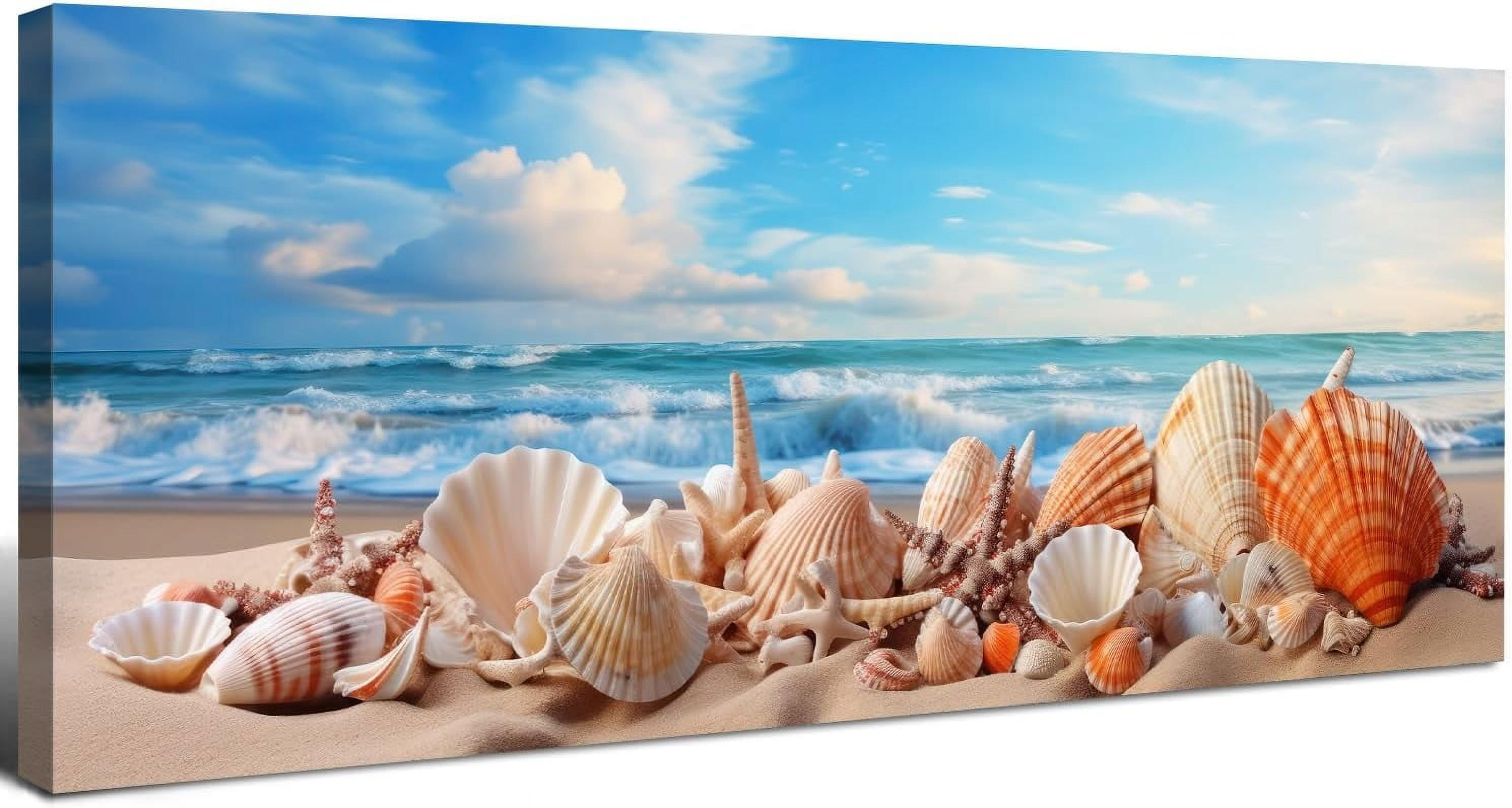 AABERIC Extra Large Ocean Wall Art Nature Beach Canvas Wall Decor Blue ...