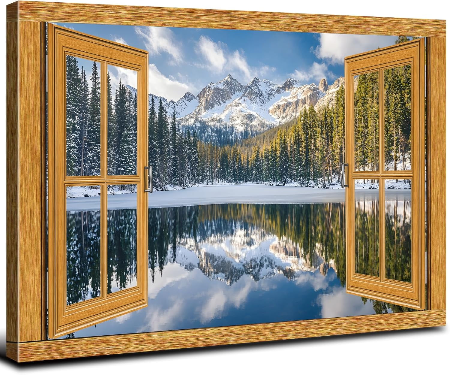 AABERIC Fake Window Frame Style Rocky Mountain Wall Art Colorado ...