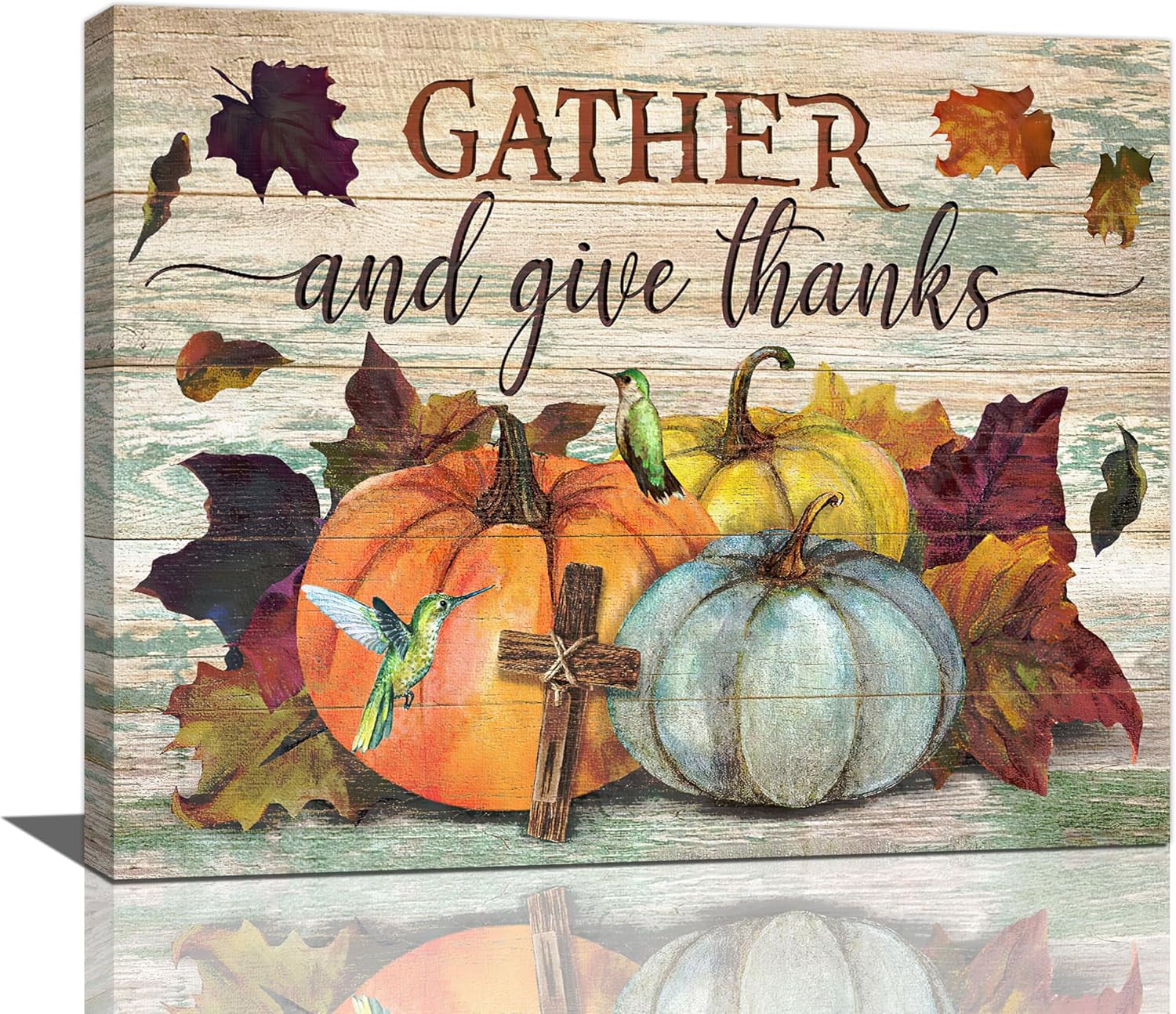 AABERIC Fall Pumpkin Wall Art Autumn Leaves Pictures Wall Decor Country ...