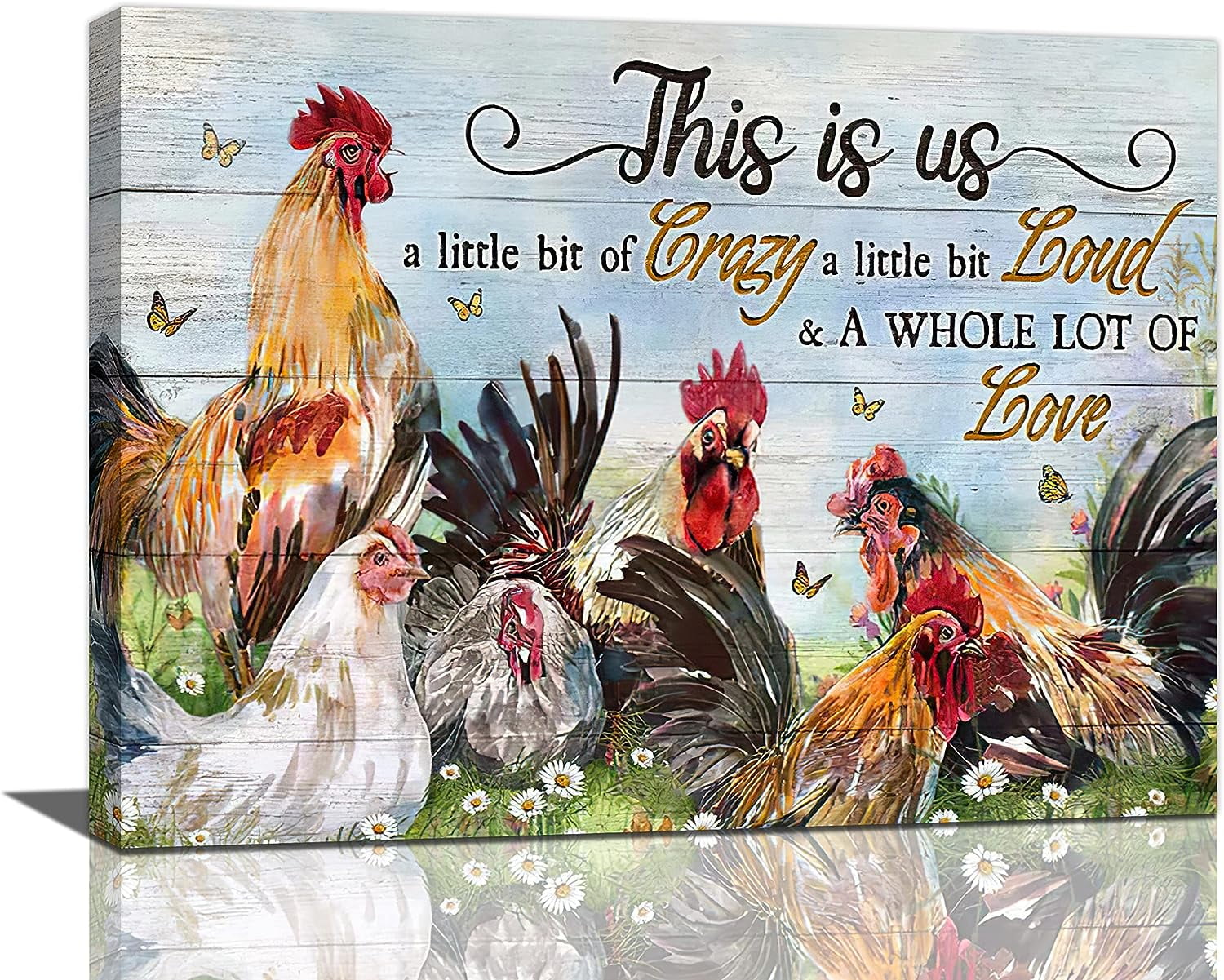 AABERIC Farm Rooster Decor Wall Art Rustic Farmhouse Chicken Animal ...
