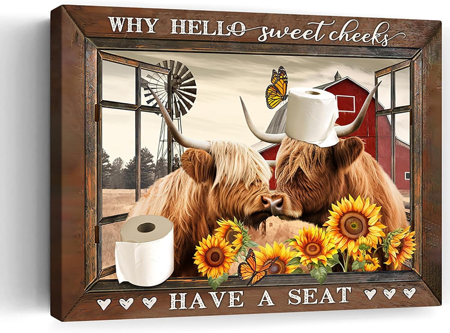 AABERIC Farmhouse Animals Canvas Kitchen Wall Art Rustic Sunflowers ...