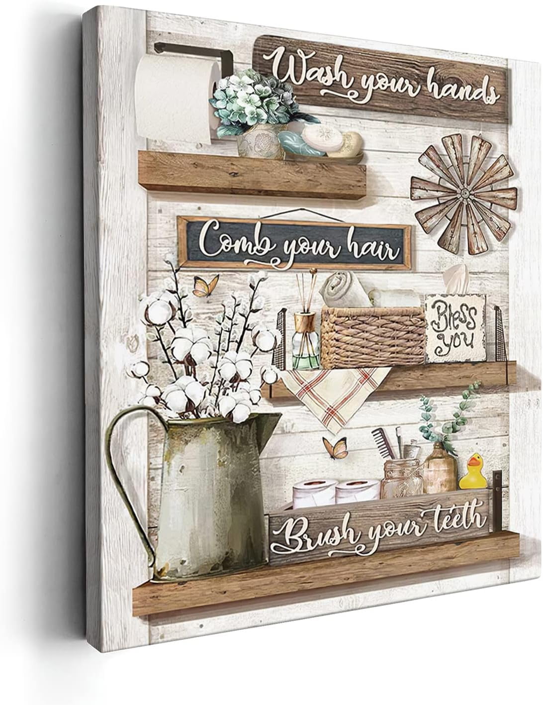 AABERIC Farmhouse Animals Cow in Fake Window Wall Art Farmhouse Animals Landscape Picture ...