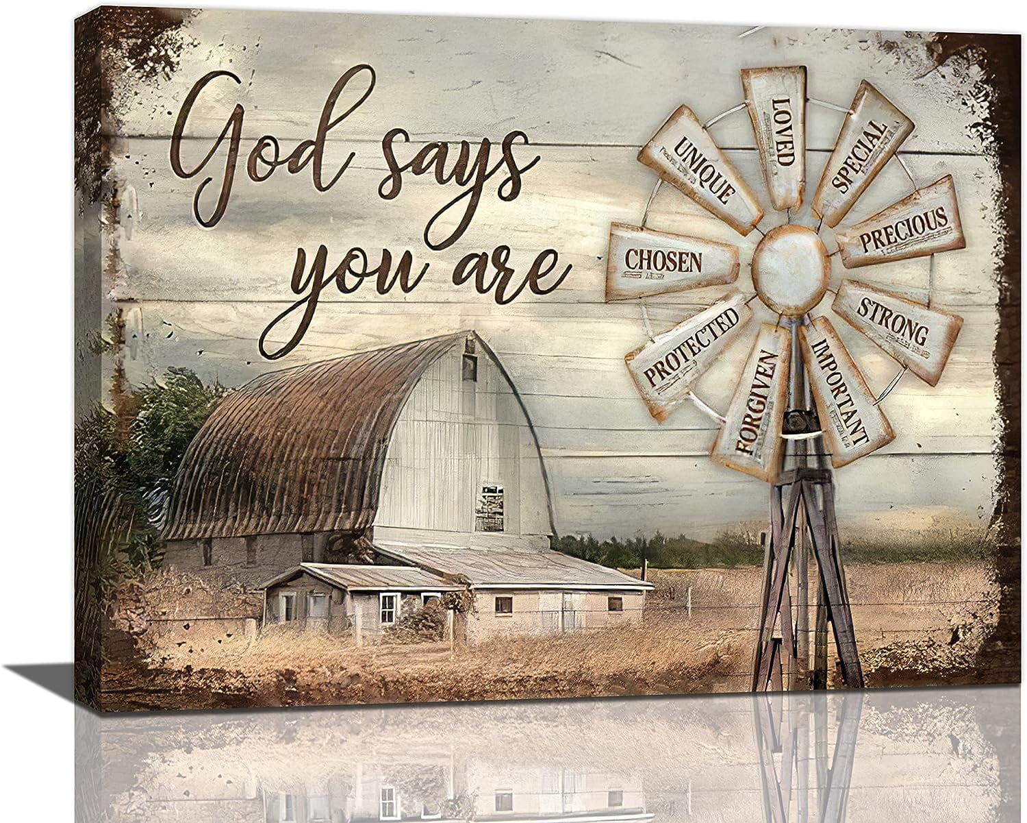 AABERIC Farmhouse Barn Wall Art Rustic Country Barn Windmill Pictures ...