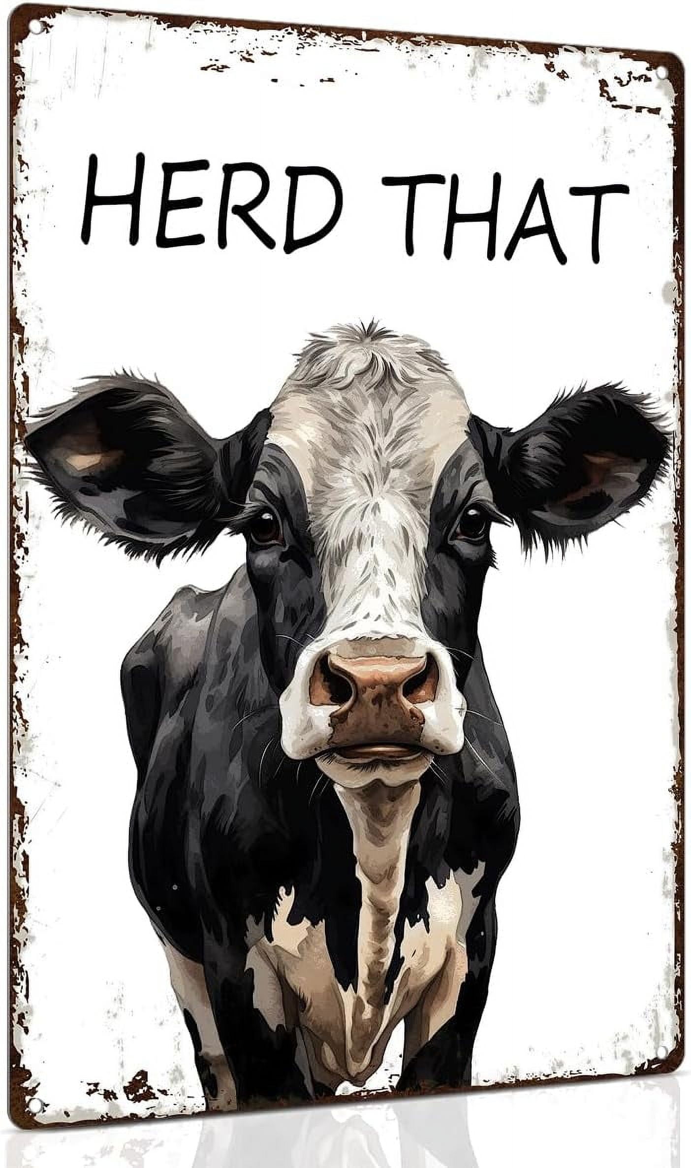 AABERIC Farmhouse Bathroom Decor Funny Cow Sign, Rustic Black and White ...