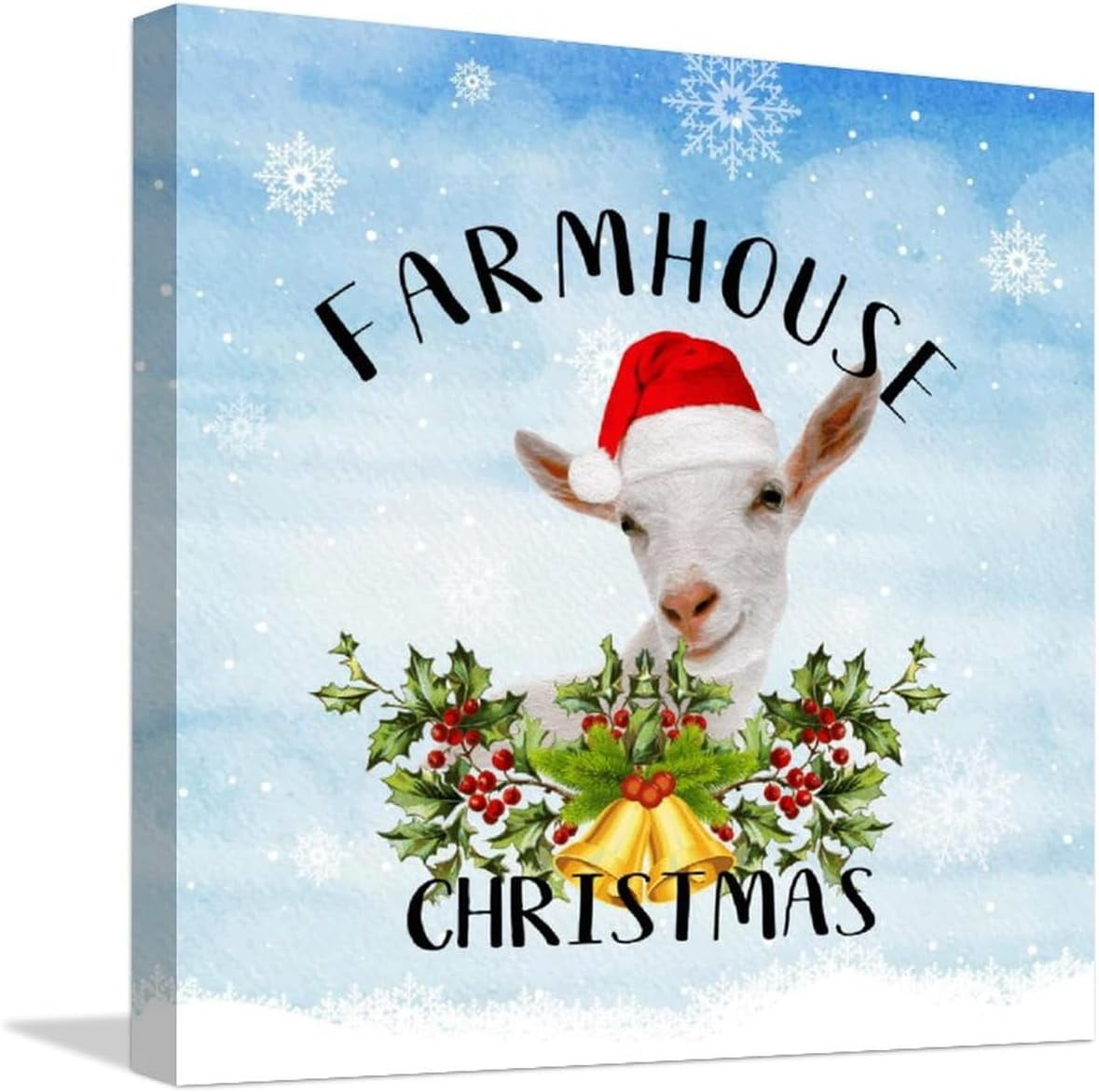 AABERIC Farmhouse Christmas Canvas Prints Winter Red Hat Reindeer ...