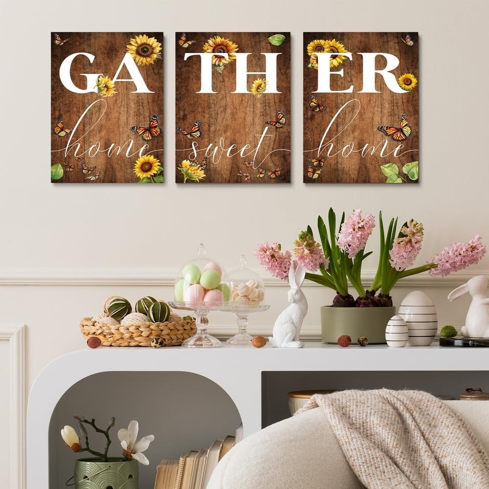 AABERIC Farmhouse Dining Room Wall Art Gather Signs for Home Decor ...