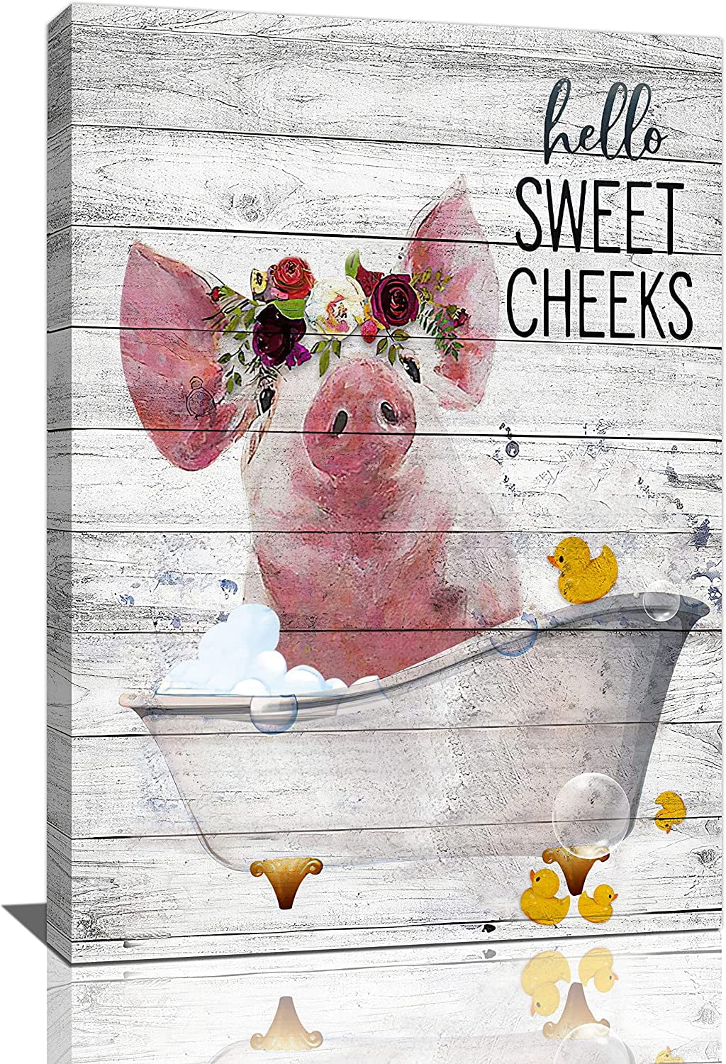 AABERIC Farmhouse Pig Wall Art Funny Pig Pictures Wall Decor Rustic Pig ...