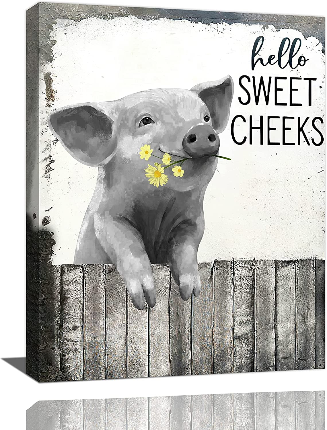 AABERIC Farmhouse Pig Wall Art Funny Pig Pictures Wall Decor Rustic Pig ...