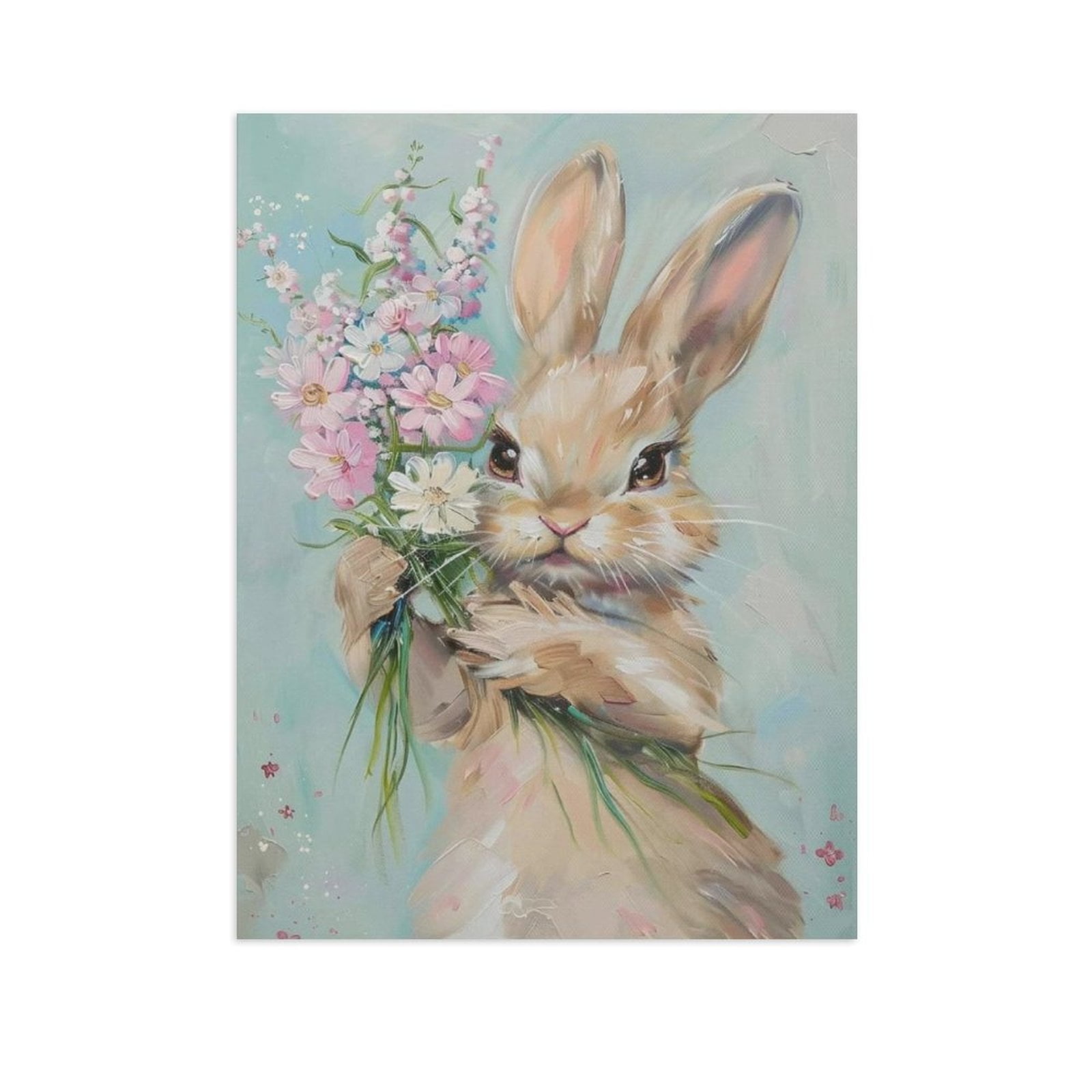 AABERIC Farmhouse Rabbit Wall Art Vintage Floral Bunny Print Cute Bunny ...