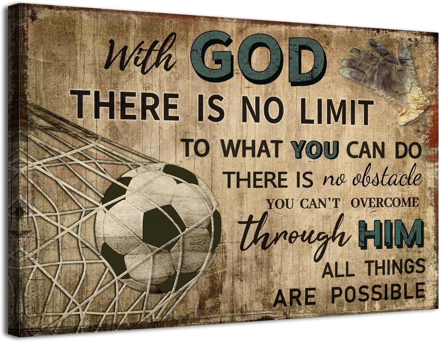 AABERIC Farmhouse Sports Wall Decor Rustic Football Canvas Prints ...