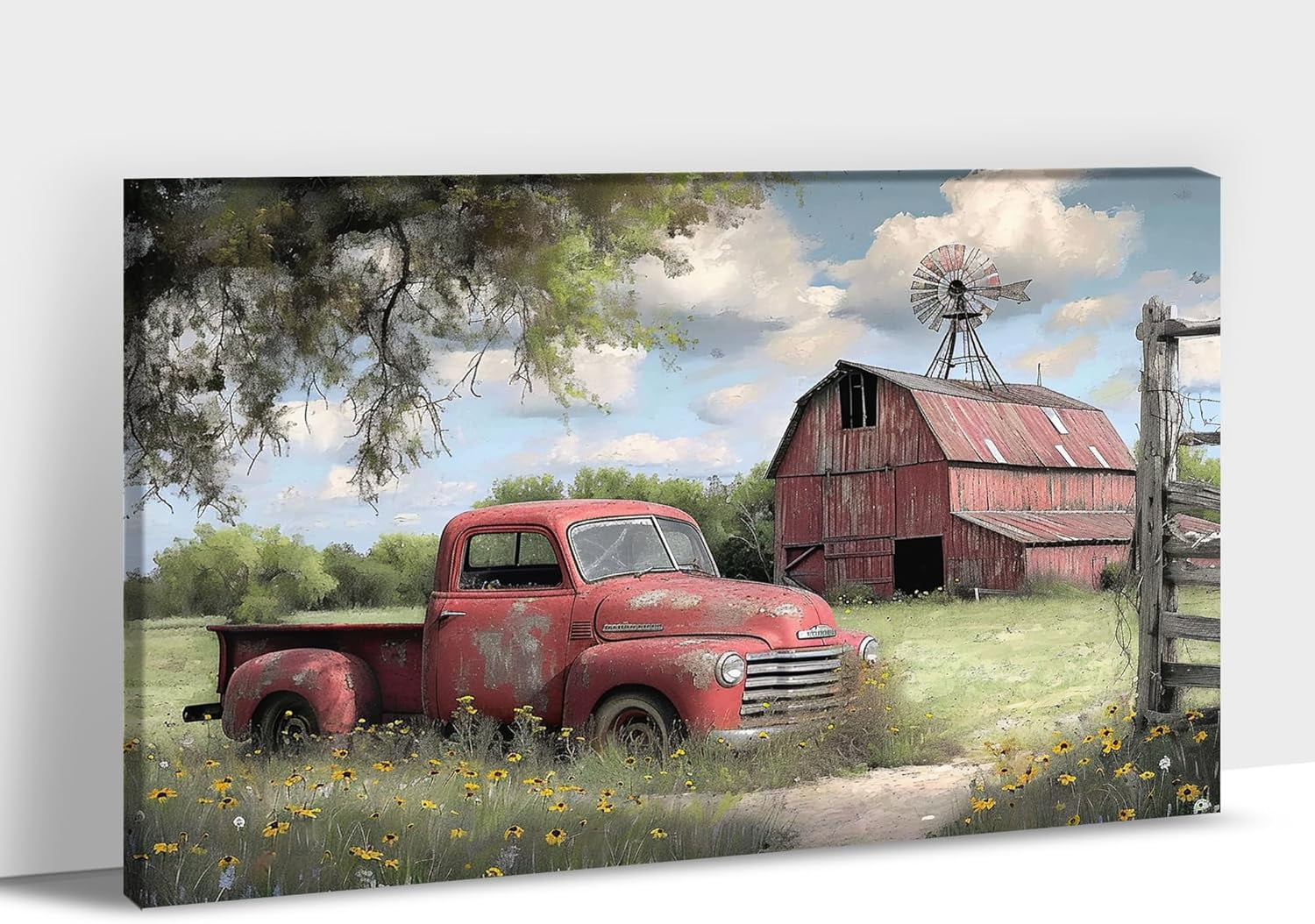AABERIC Farmhouse Truck Wall Art, Spring Canvas Prints, Old Pickup ...