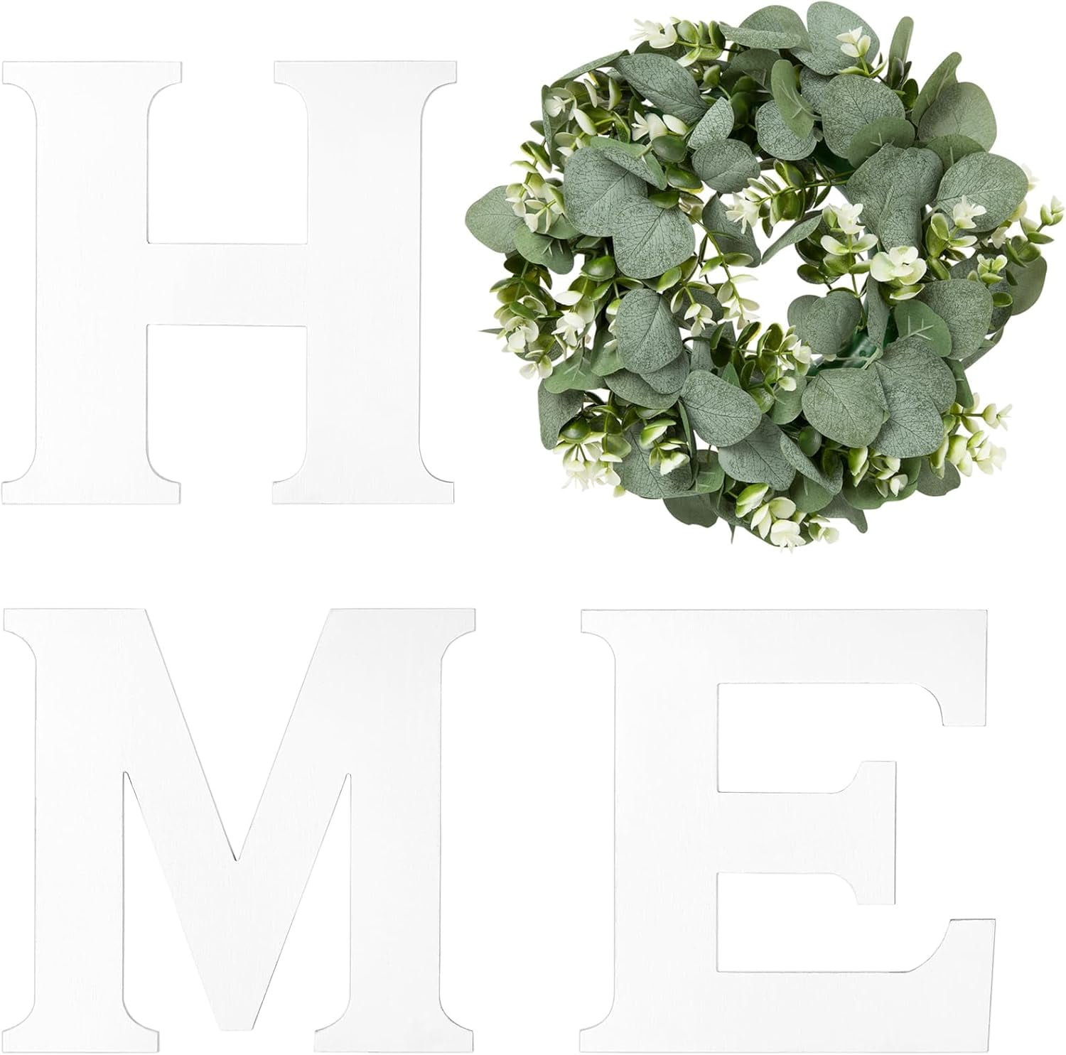 AABERIC Farmhouse Wall Home Sign with Artificial Eucalyptus for O ...