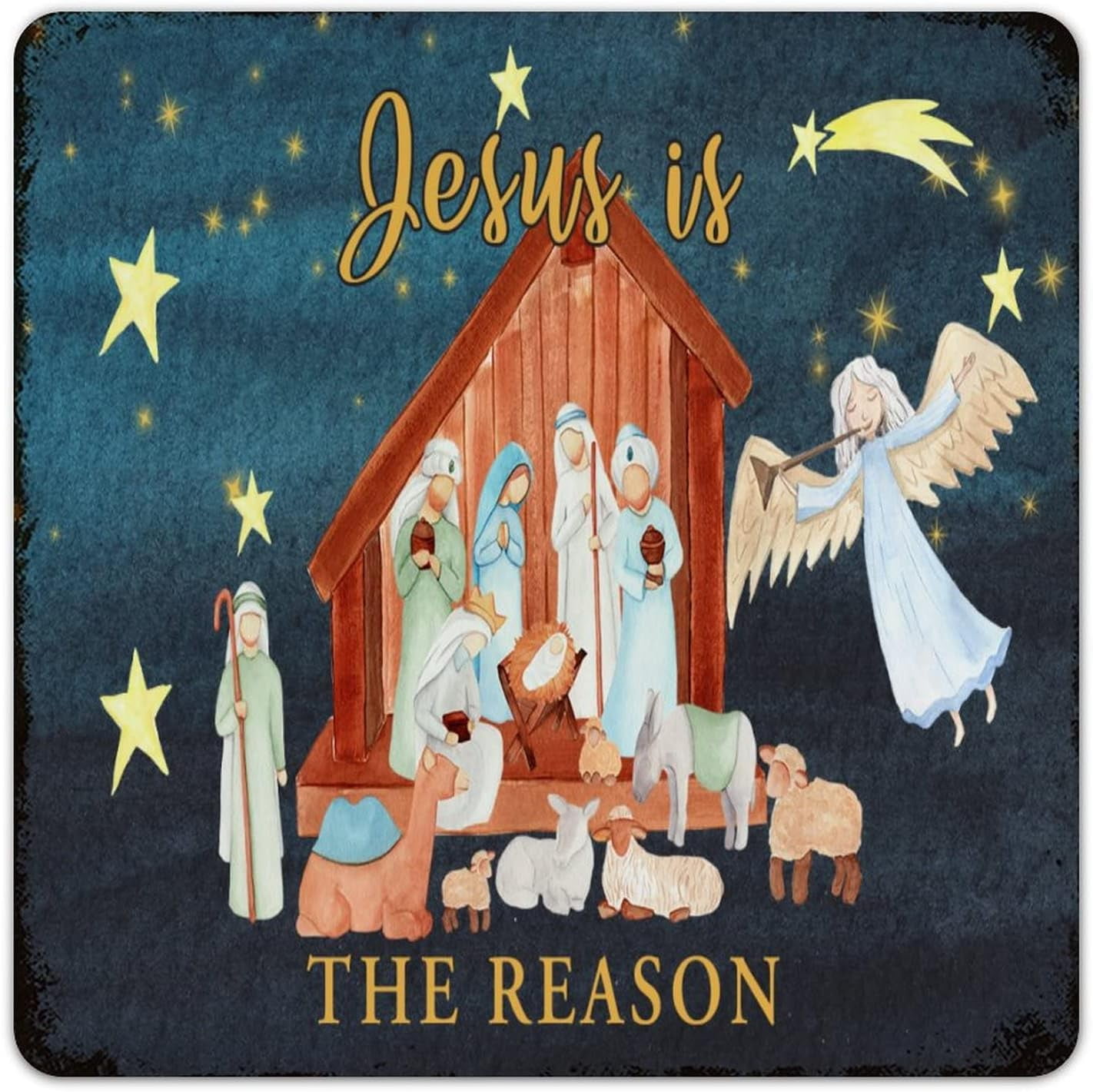 AABERIC Fashion Chic Metal Sign Christmas Nativity Scene Wall Decor Art ...