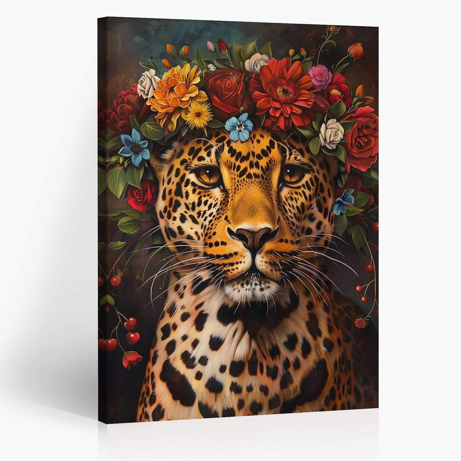 AABERIC Fashion Wall Art Posters Funky Leopard With Flower Crown Art Decor Prints Fashionista ...