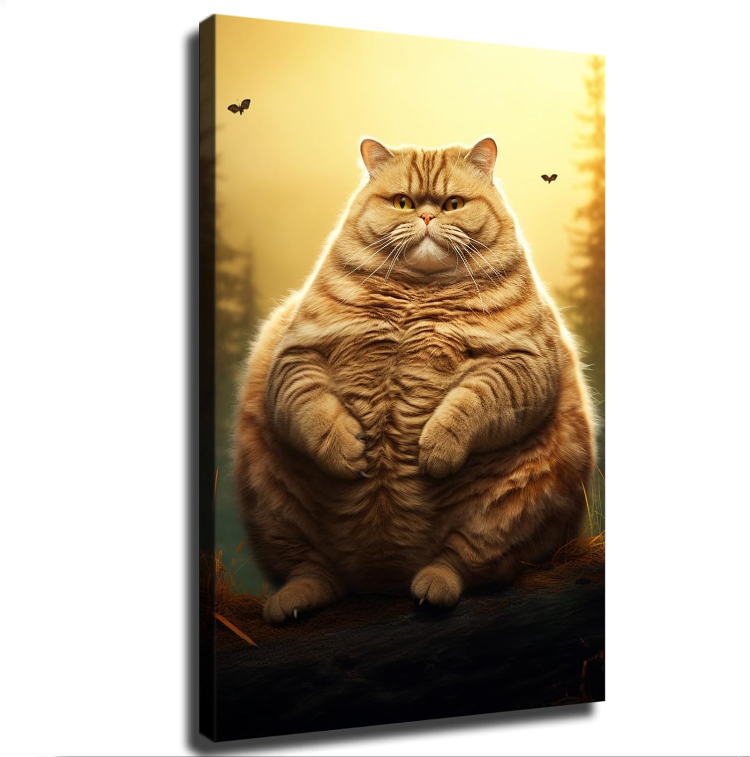 AABERIC Fat Cat - Fun Animals Canvas Poster Decorative Painting Holiday ...