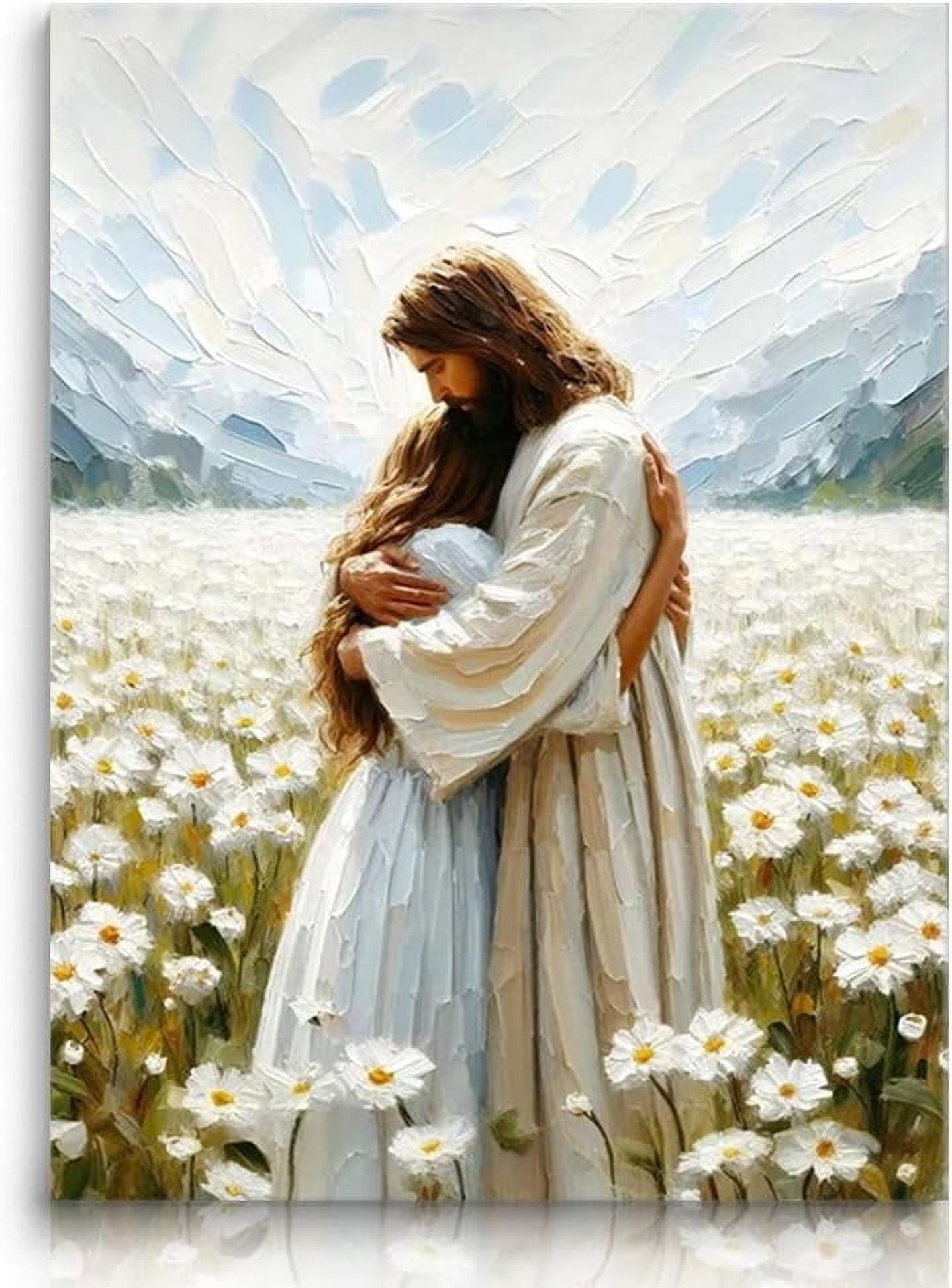 AABERIC Fchen Art Christ Painting Jesus Healing Embracing Woman Canvas ...