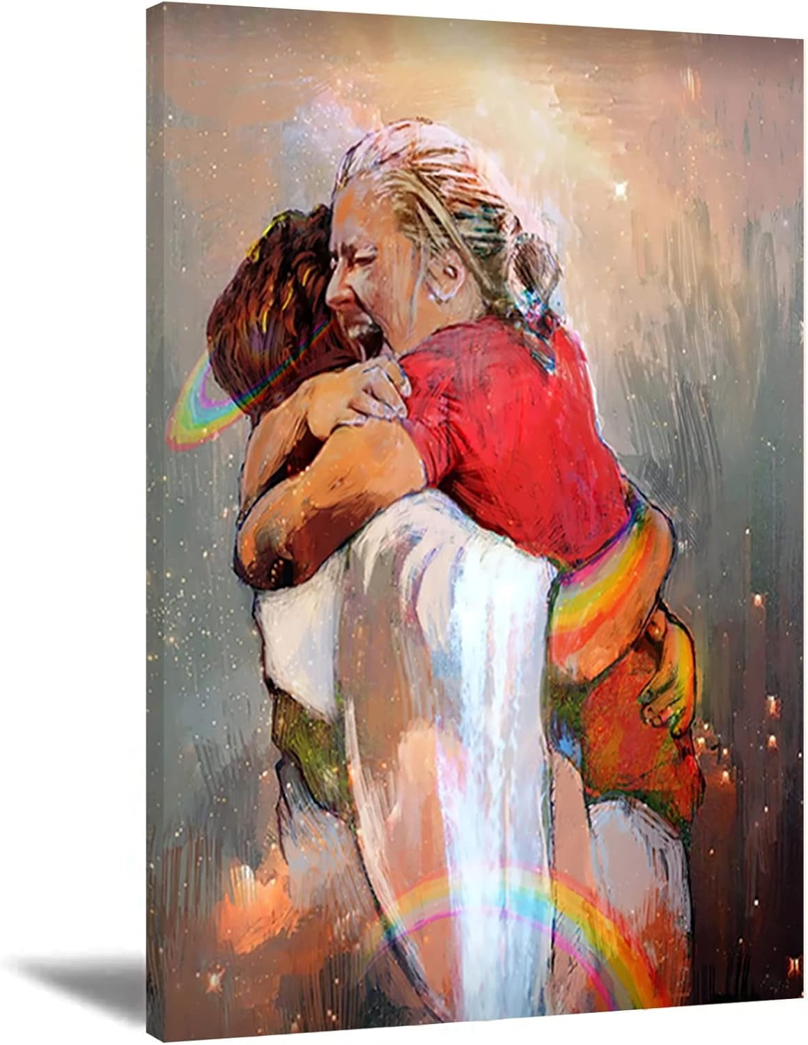 AABERIC The First Day Heaven Prints Girl Embracing & Hugging Jesus Wall ...