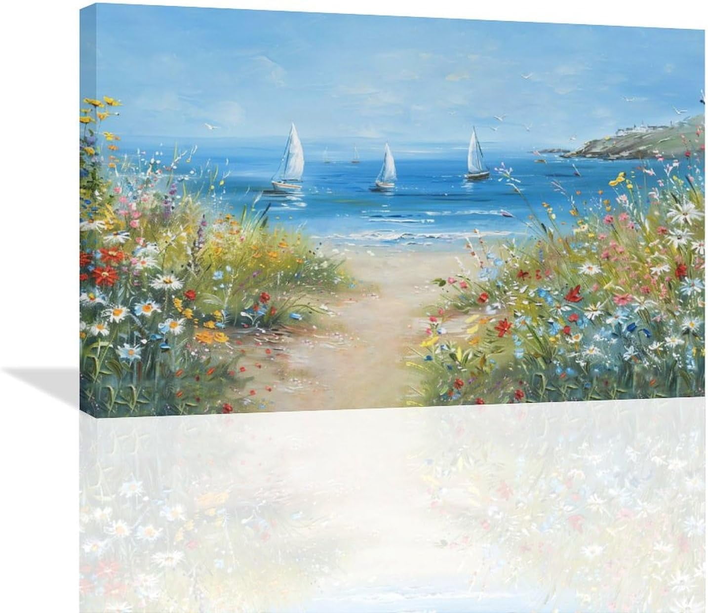 AABERIC Flamingo Beach Bathroom Wall Art Tropical Palm Coastal Ocean ...