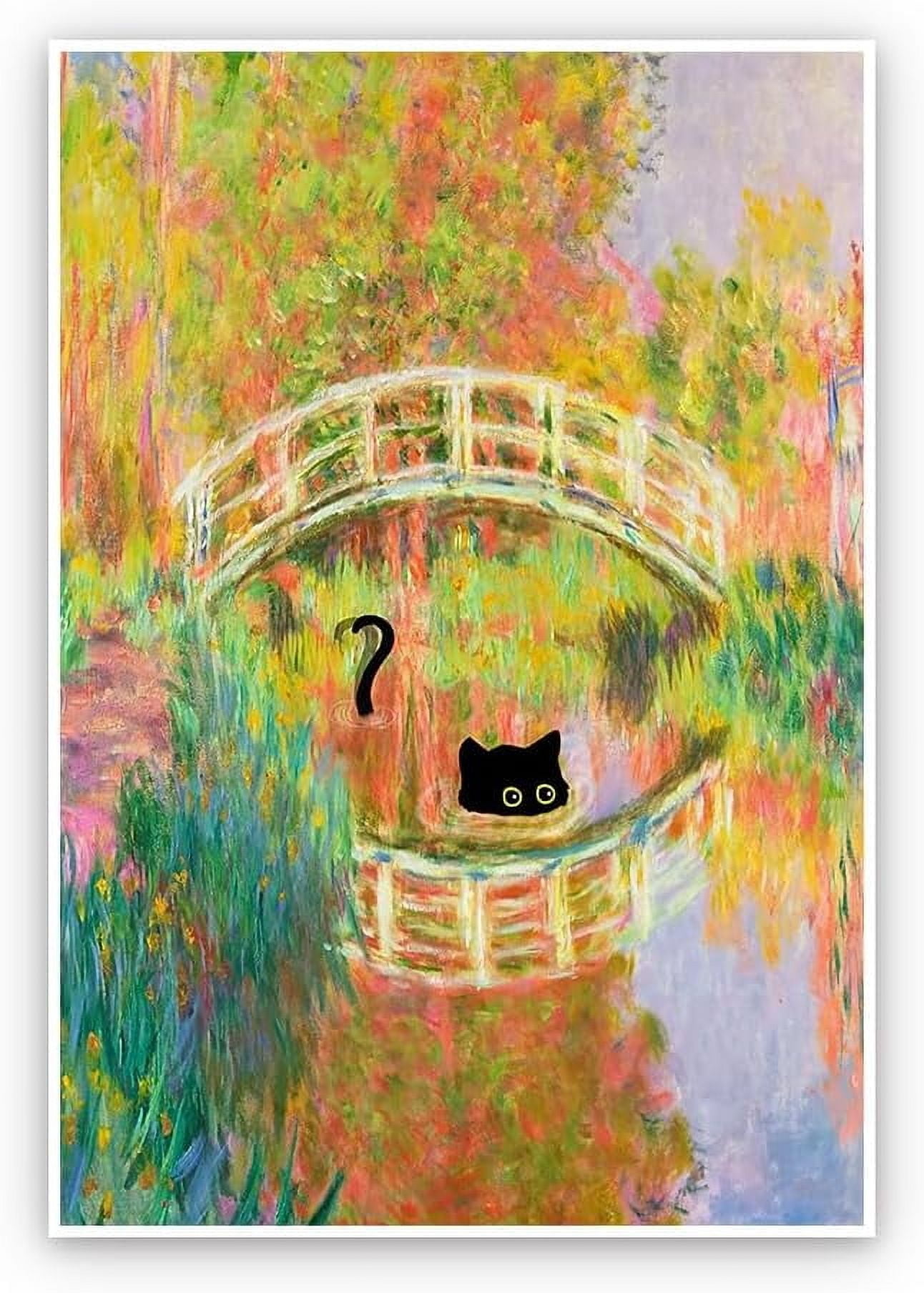 AABERIC Floral Funny Black Cat Canvas Wall Art Famous Oil Paintings ...