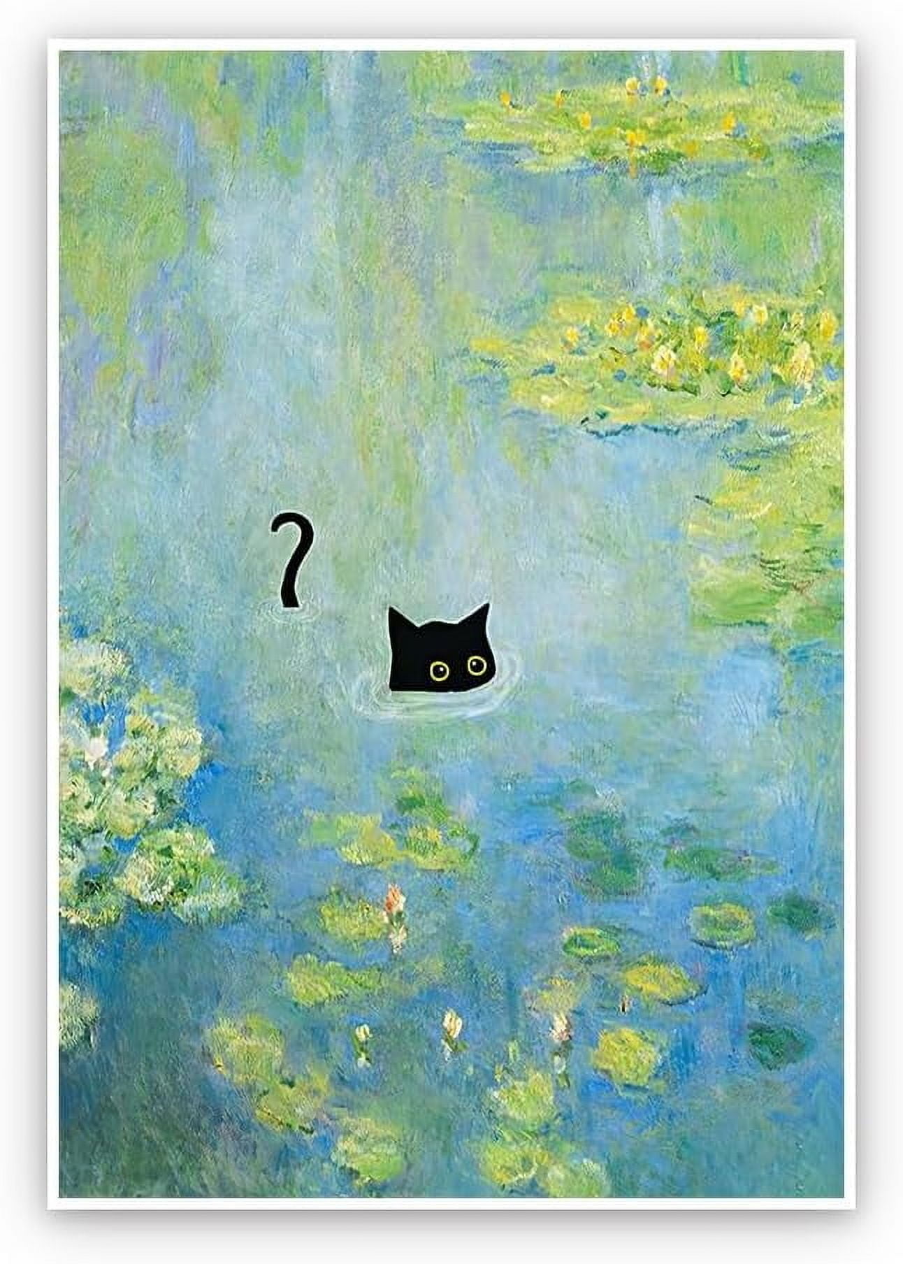 AABERIC Floral Funny Black Cat Canvas Wall Art Famous Oil Paintings ...