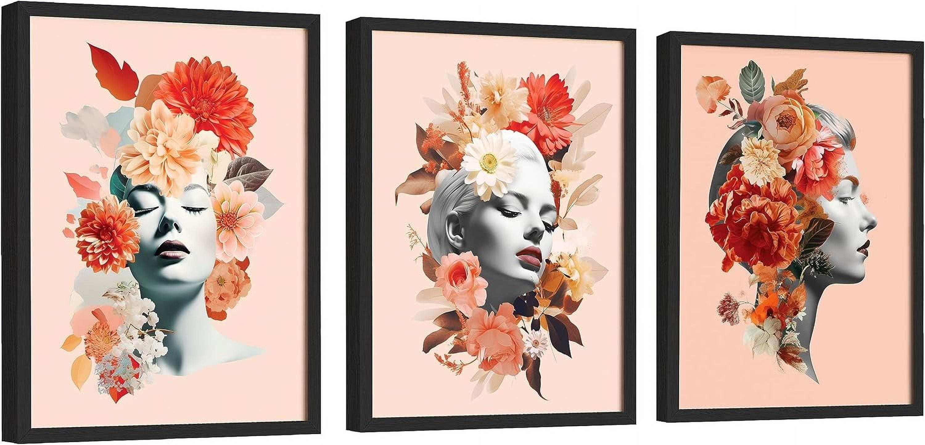 AABERIC Flower Head Women Wall Art - 12x16 Abstract Art Wall Decor ...