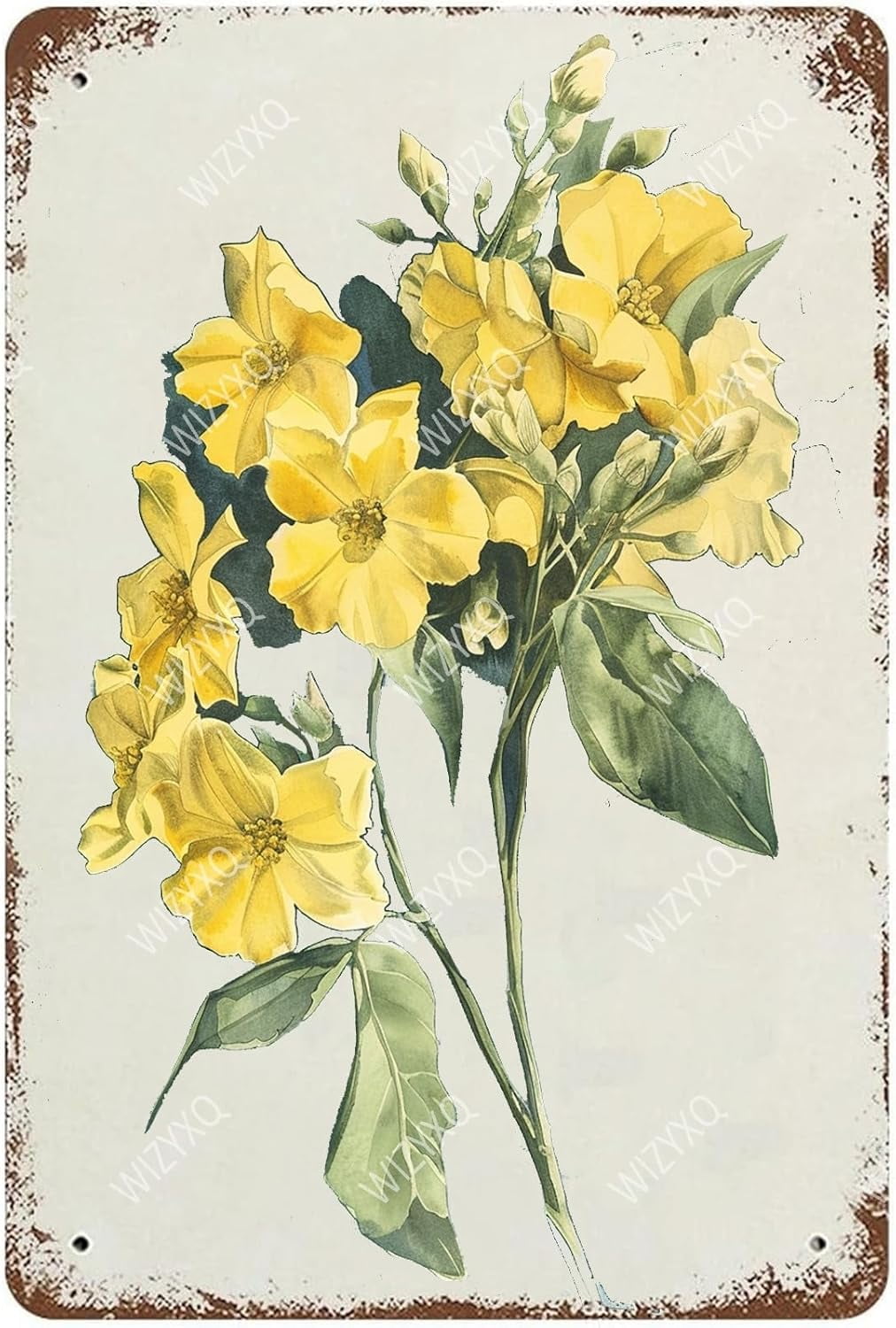 AABERIC Flowers Metal Signs Winter Jasmine Sign Vintage Tin Sign Retro ...