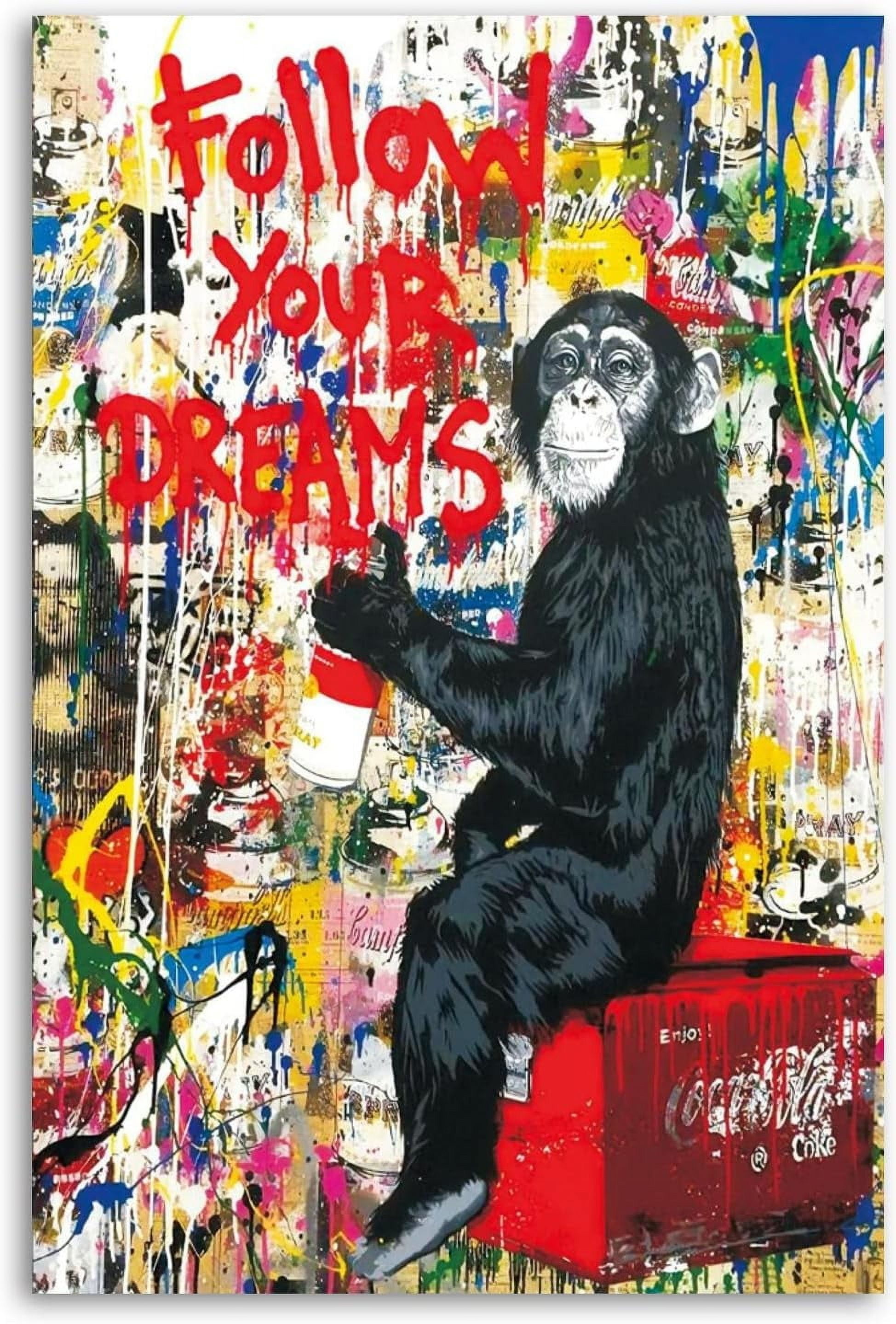 AABERIC Follow Your Dreams Street Graffiti Monkey Animal Poster ...