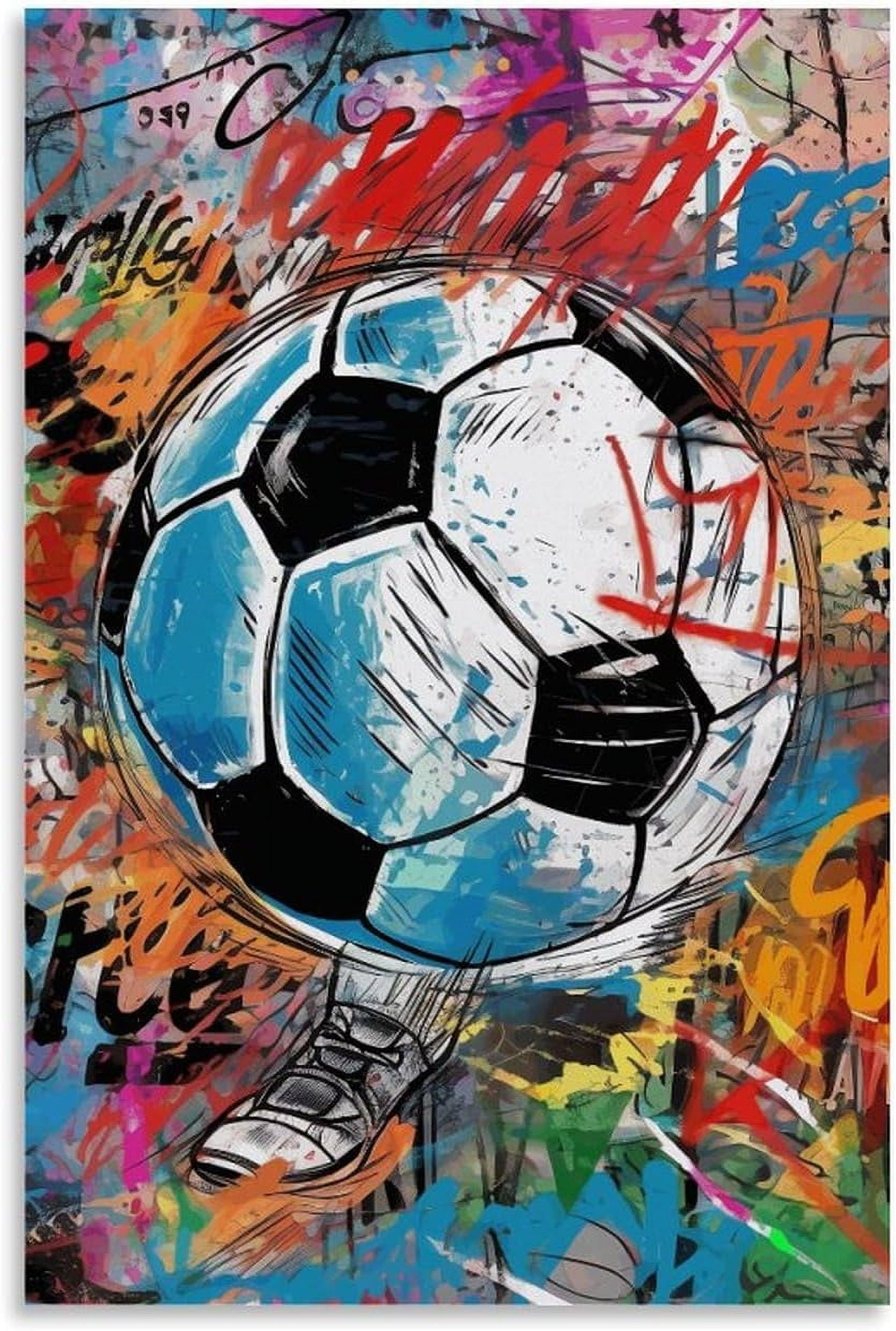 AABERIC Football Graffiti Canvas Poster Soccer Ball Street Art Sport ...