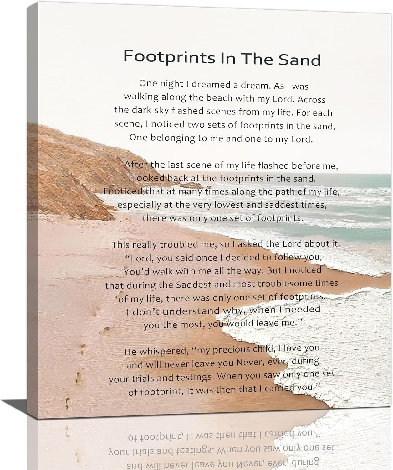 AABERIC Footprints In The Sand Wall Art Religious Poem Wall Decor ...