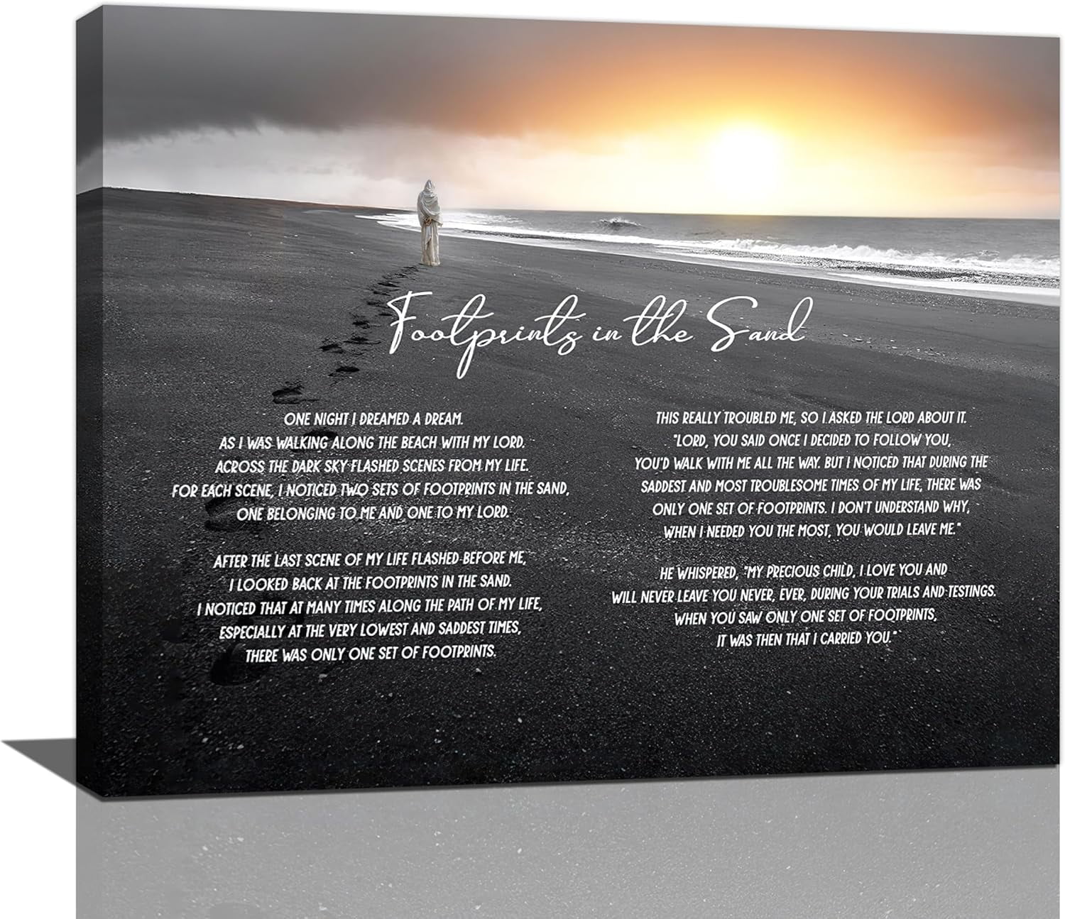 AABERIC Footprints In The Sand Wall Art Religious Poem Wall Decor ...