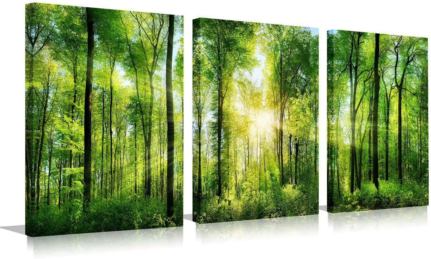 AABERIC Forest Art Canvas Wall Decor: 3 Panel Nature Wall Art Landscape ...