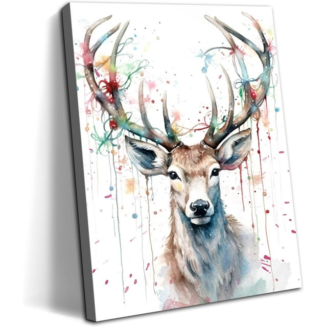 AABERIC Forest Elk Canvas Wall Art Modern Country Wall Decor Watercolor ...