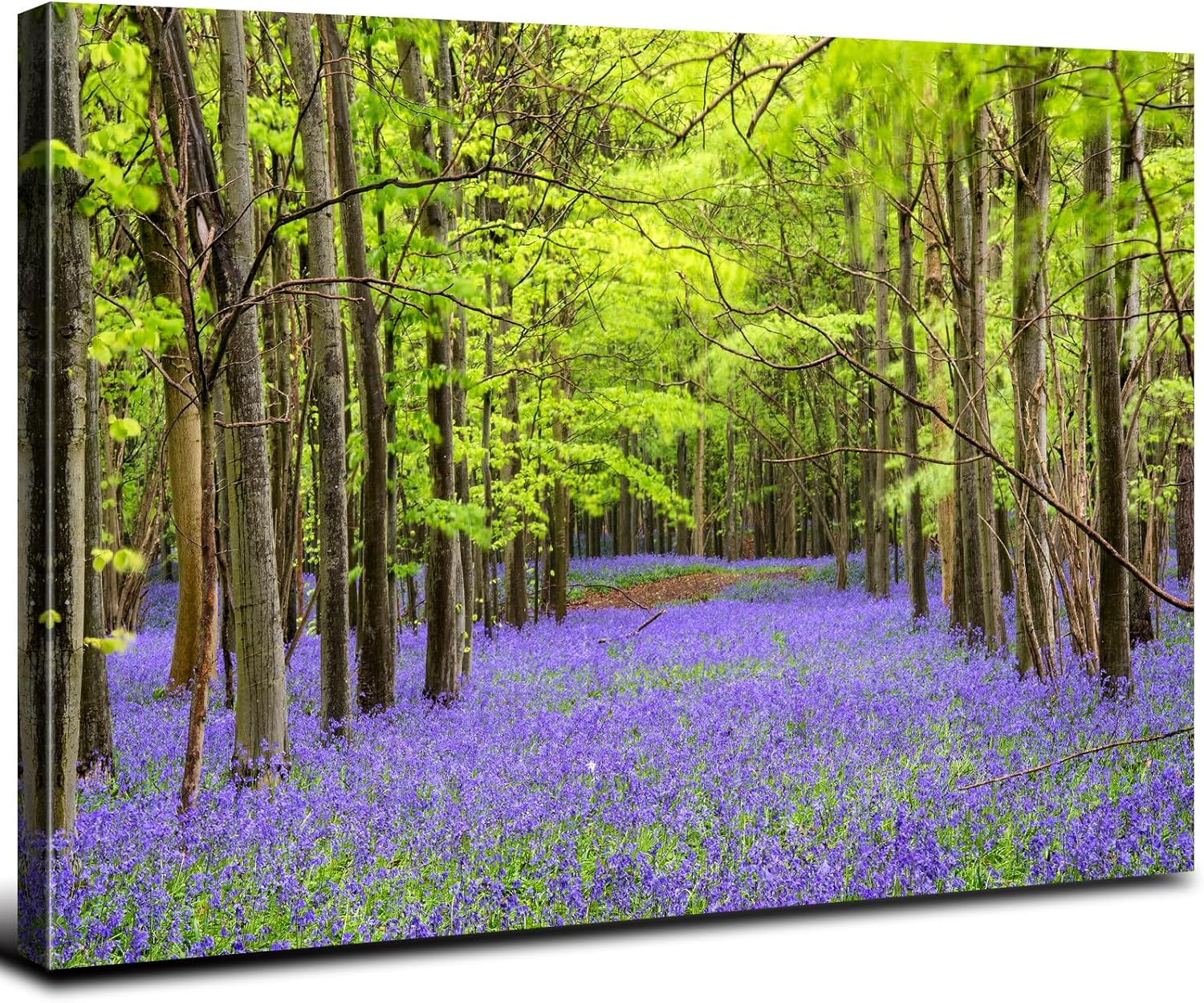 AABERIC Forest Wall Art Nature Wall Decor for Green Trees Purple Flower ...