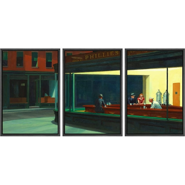 AABERIC Framed Canvas Print Wall Art Set Nighthawks by Edward Hopper ...