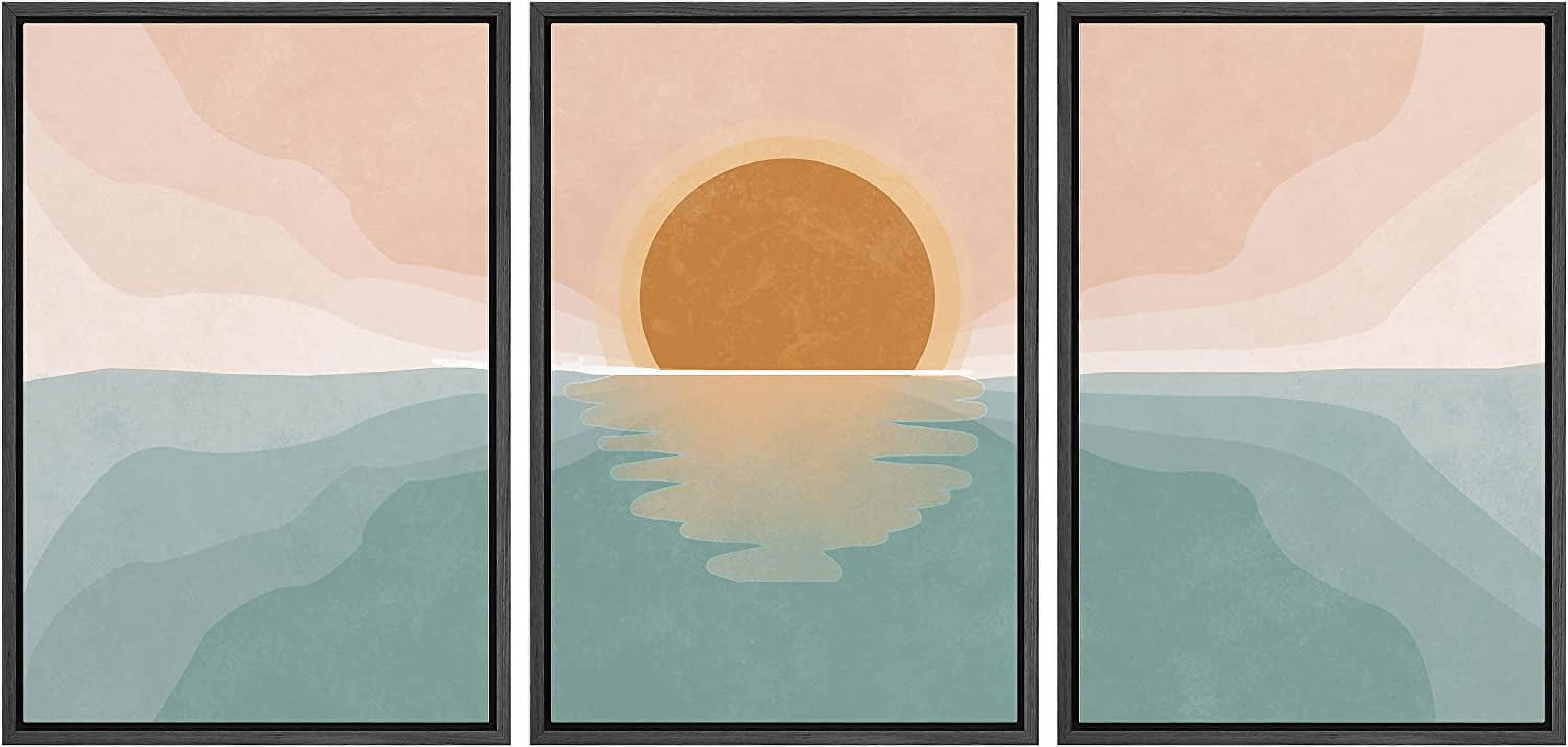 AABERIC Framed Canvas Print Wall Art Set Pastel Mountain Range Forest ...