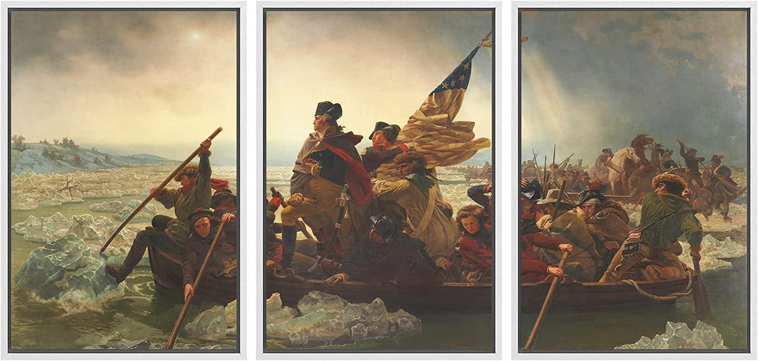 AABERIC Framed Canvas Print Wall Art Set Washington Crossing The ...