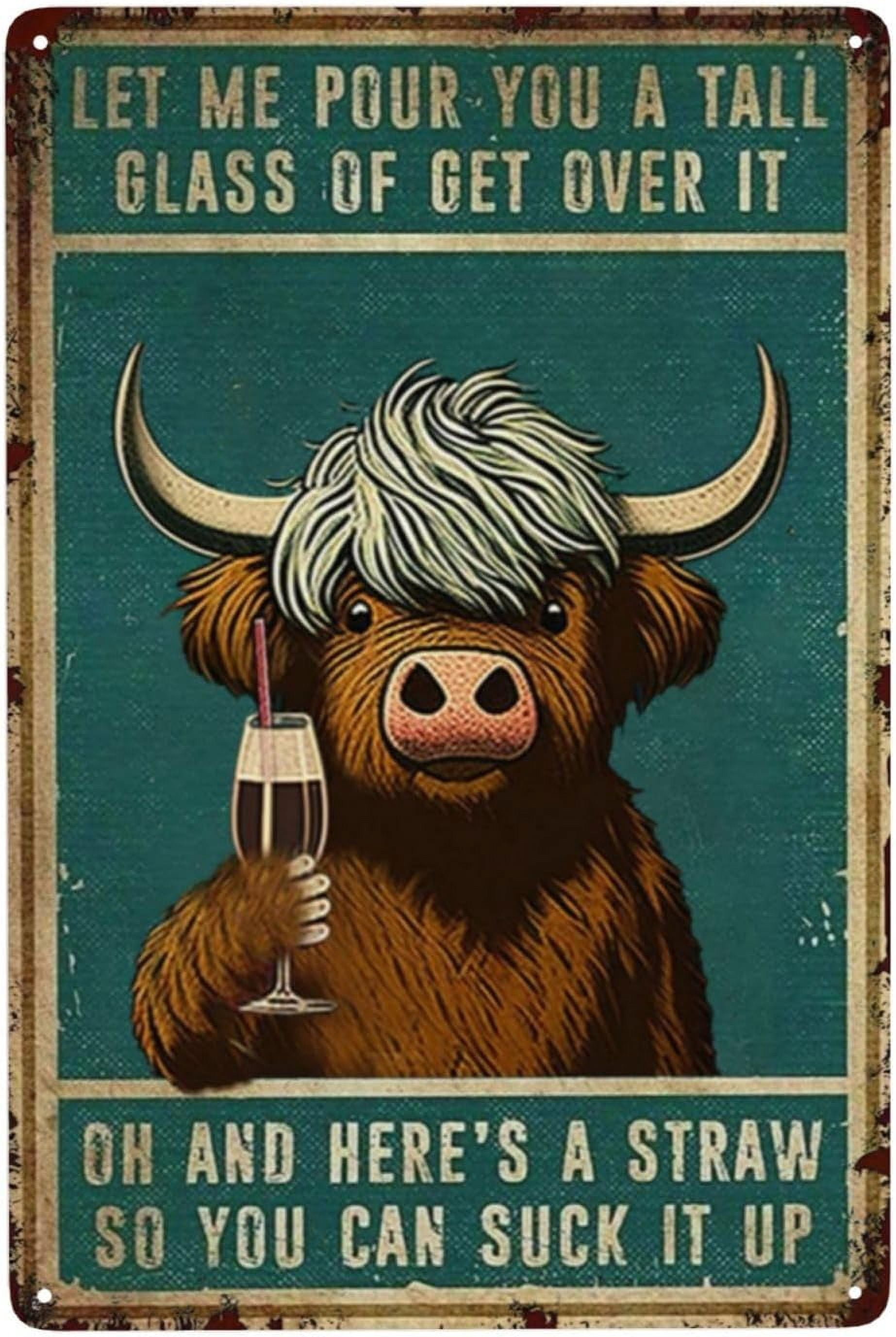AABERIC Funny Cow Signs Bar Wall Decor Gifts for Cow Lovers Let Me Pour ...