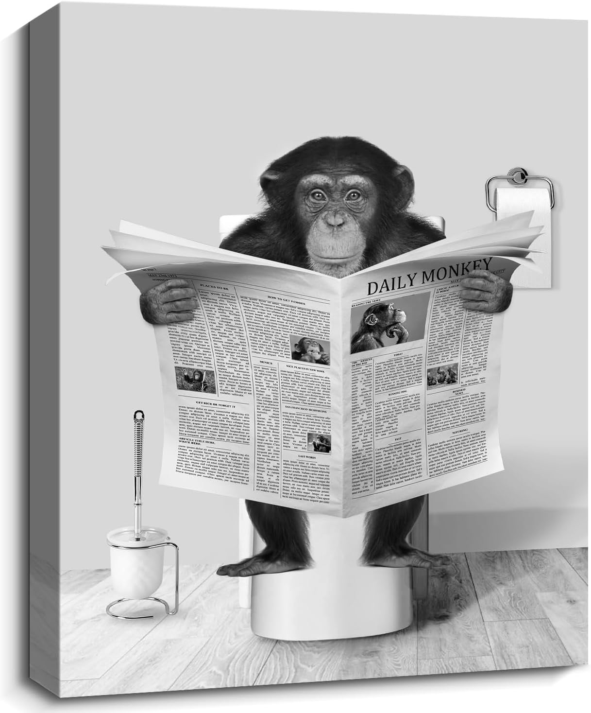 AABERIC Funny Gorilla Decor Wall Art Cute Monkey In Toilet Posters ...